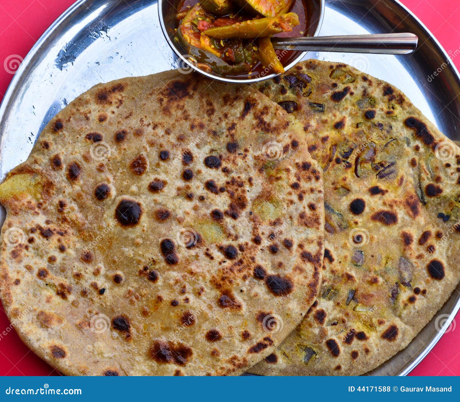 Indian Parantha stock photo. Image of pile, bread, placemat - 44171588