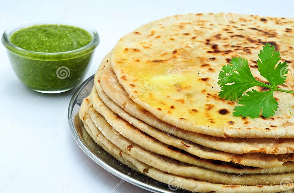 Indian Parantha (stuffed Indian Bread) Stock Photo - Image of round ...