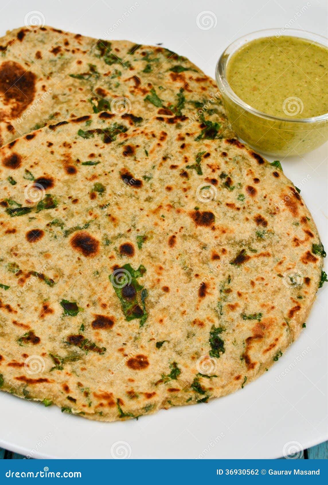 Indian Parantha (stuffed Indian Bread) Stock Photo - Image of placemat ...