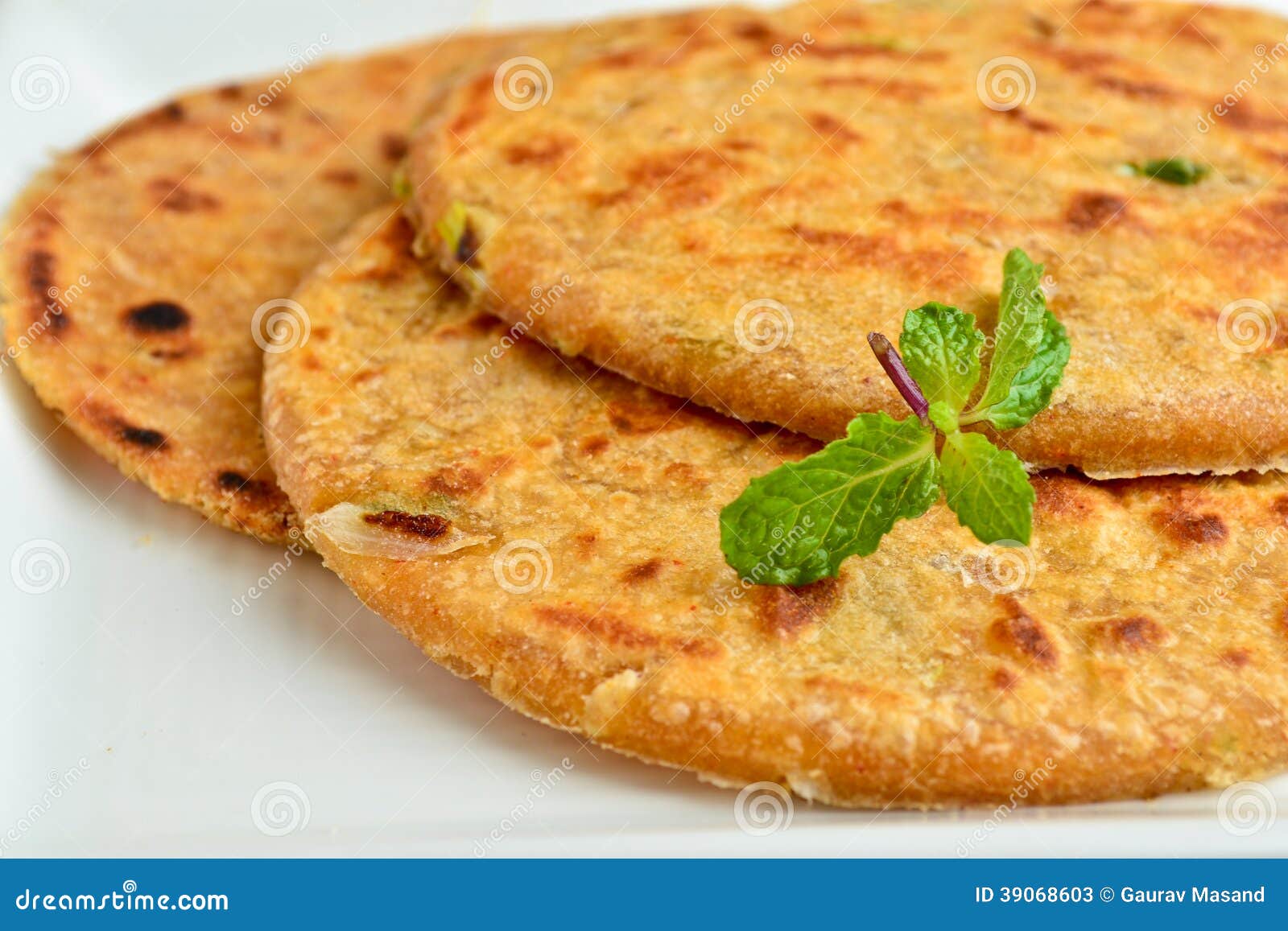 Indian Parantha (stuffed Indian Bread) Stock Image - Image of plate ...