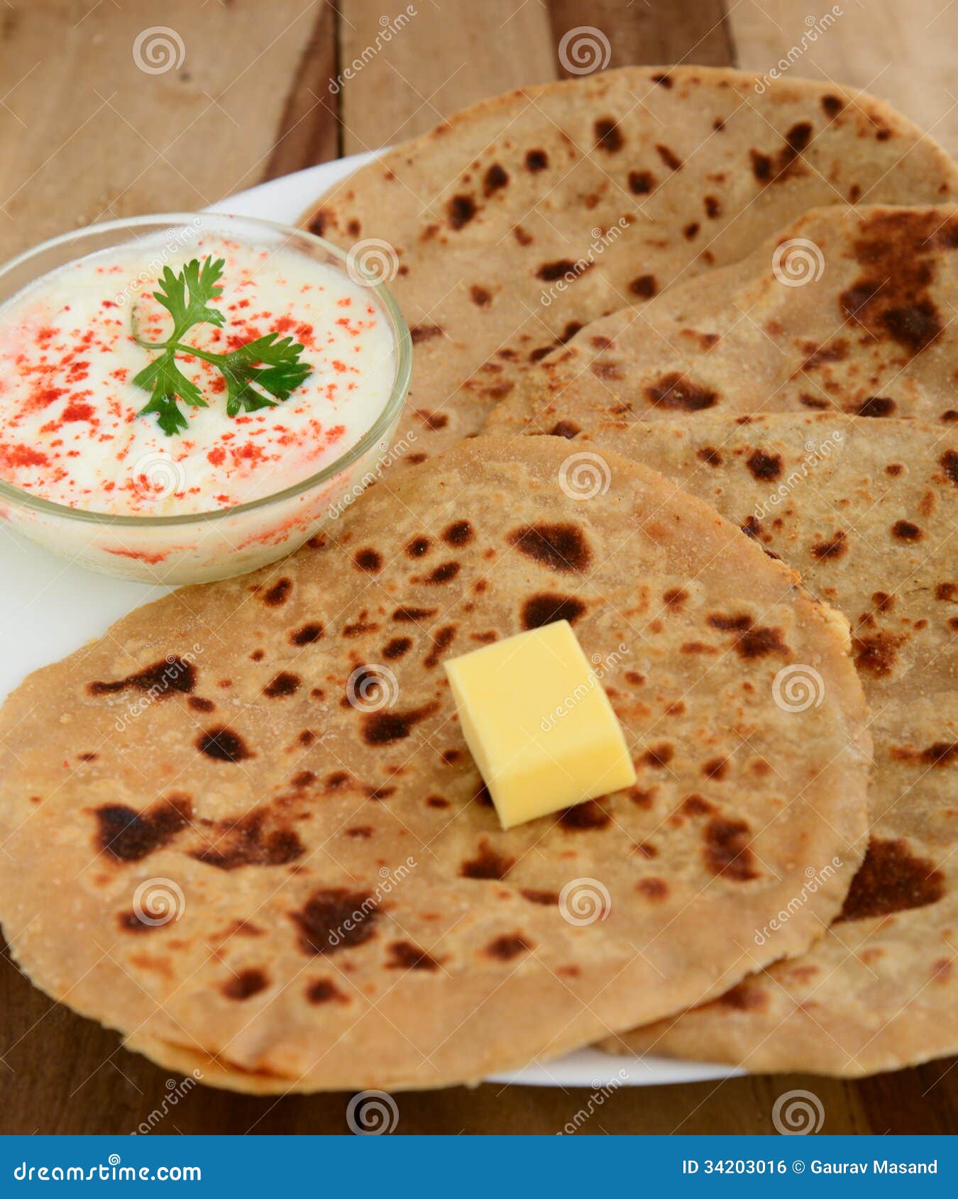 Indian Parantha (stuffed Indian Bread) Stock Photo - Image of plate ...