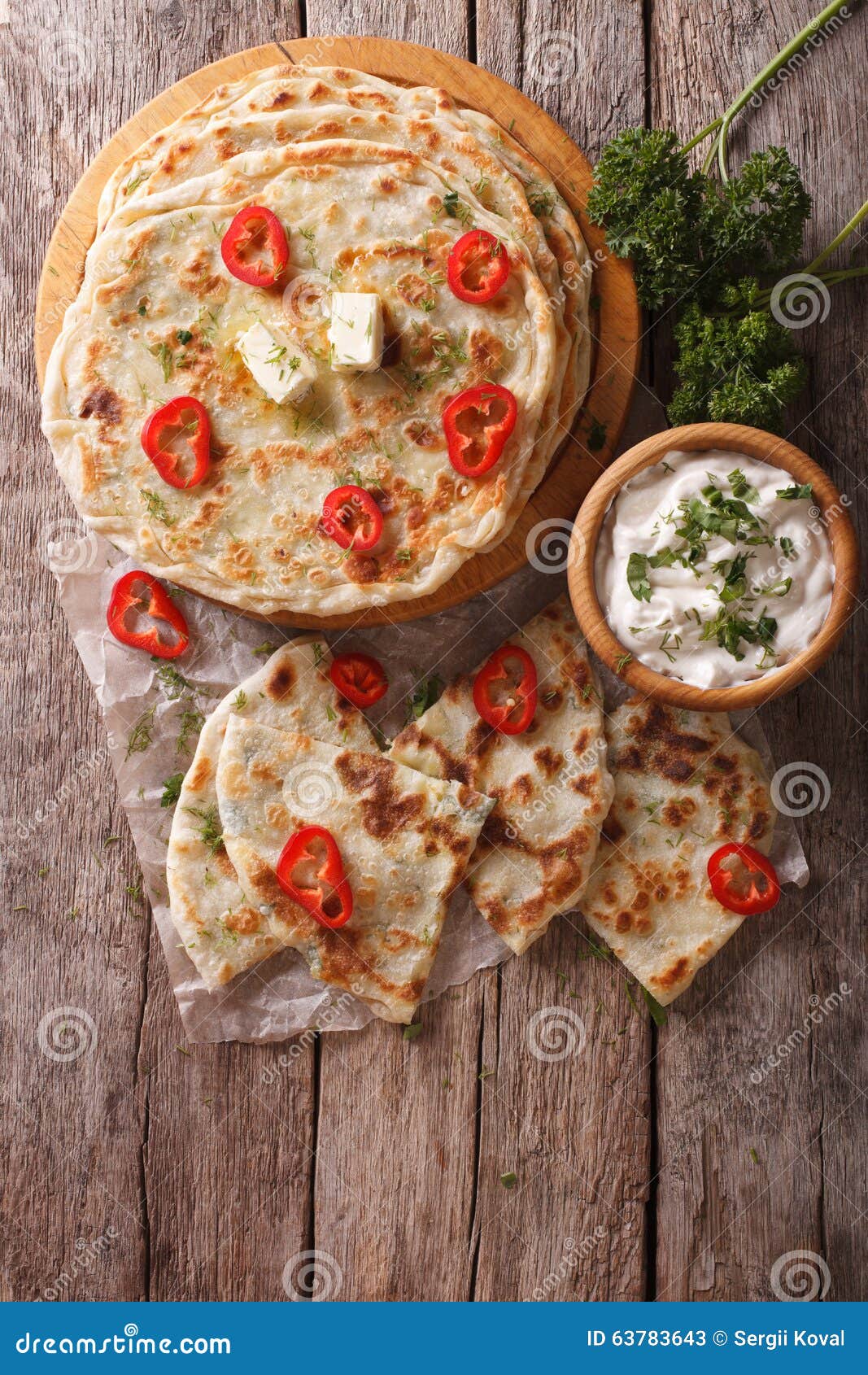 Indian Paratha Stuffed with Potatoes. Vertical Top View Stock Image ...