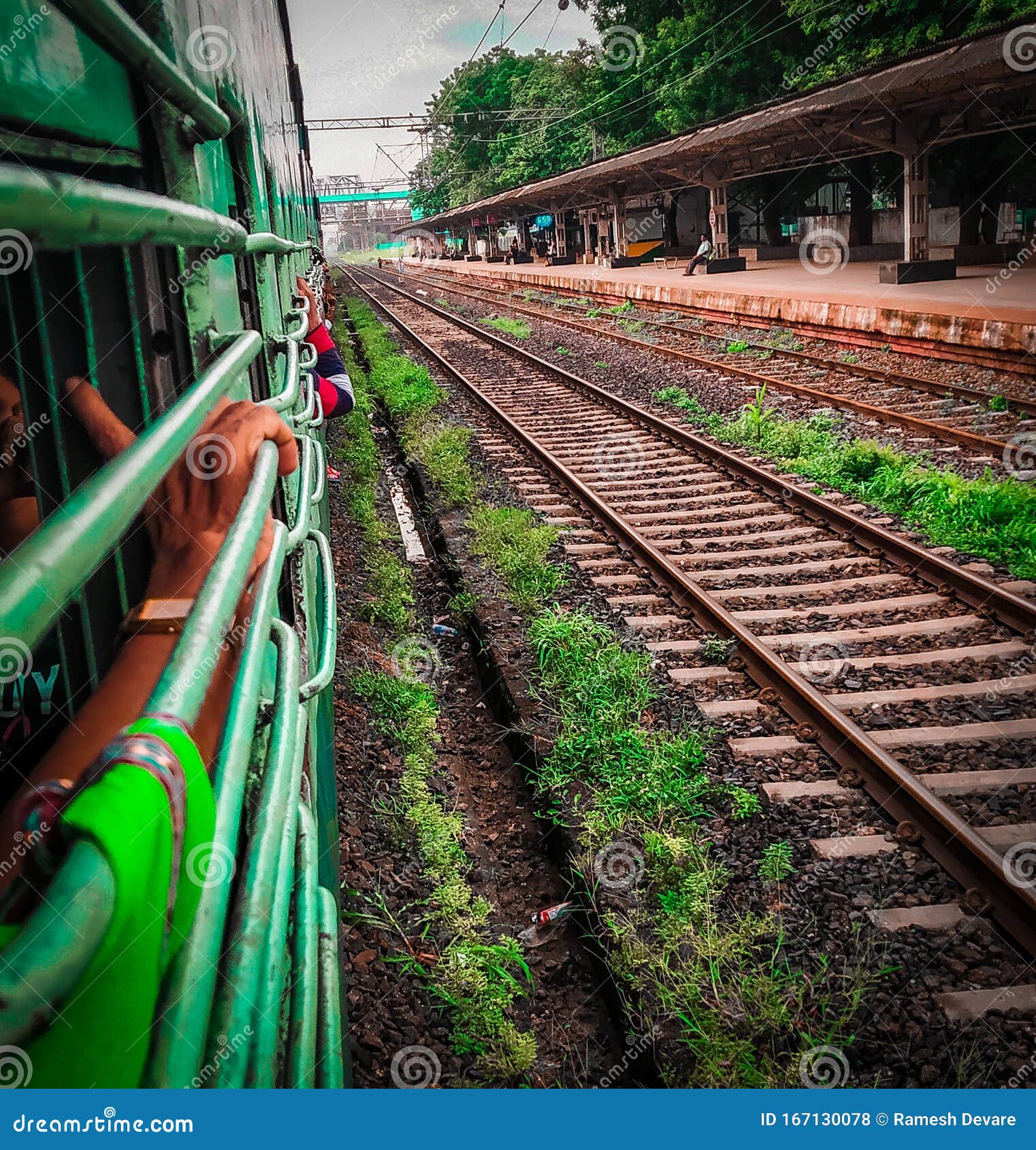 Indian Passenger Train and Platform Stock Photo - Image of clouds ...