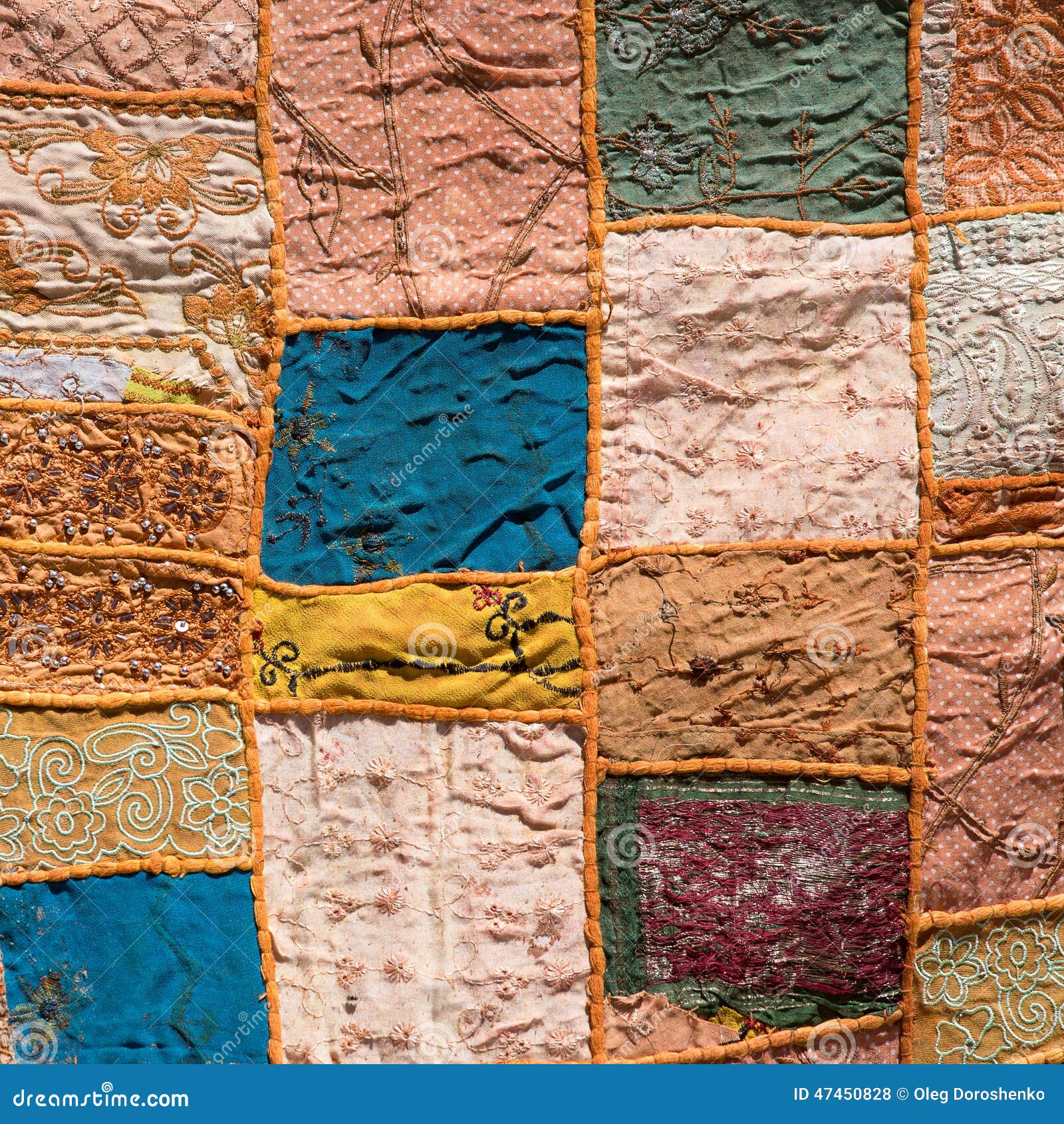 Indian patchwork carpet stock photo. Image of cloth, closeup - 47450828
