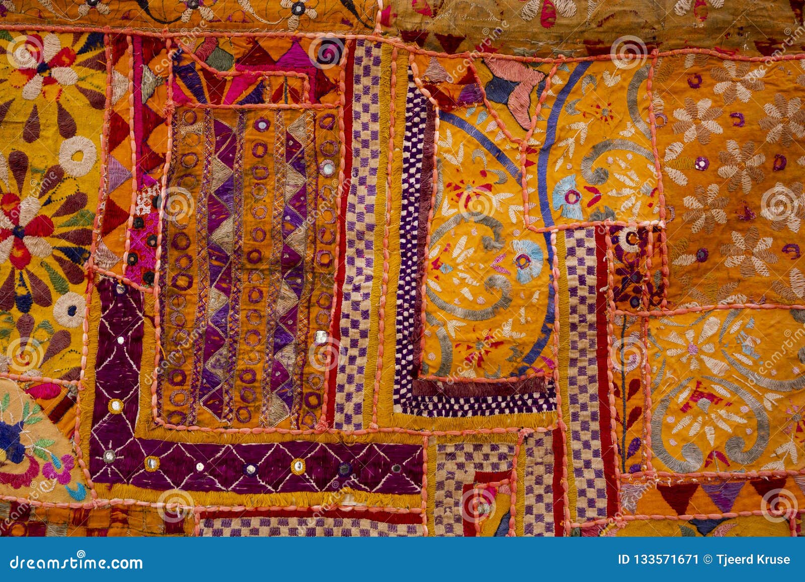 Indian Patchwork Carpet in Rajasthan, Asia Close Up Stock Image - Image ...