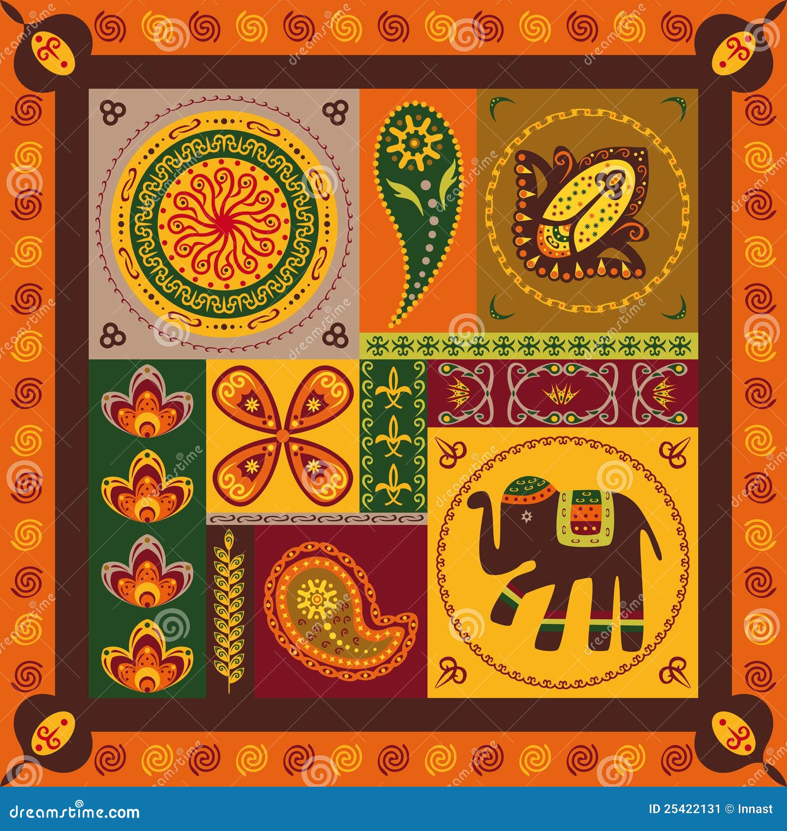Indian pattern stock vector. Illustration of scroll, decoration - 25422131