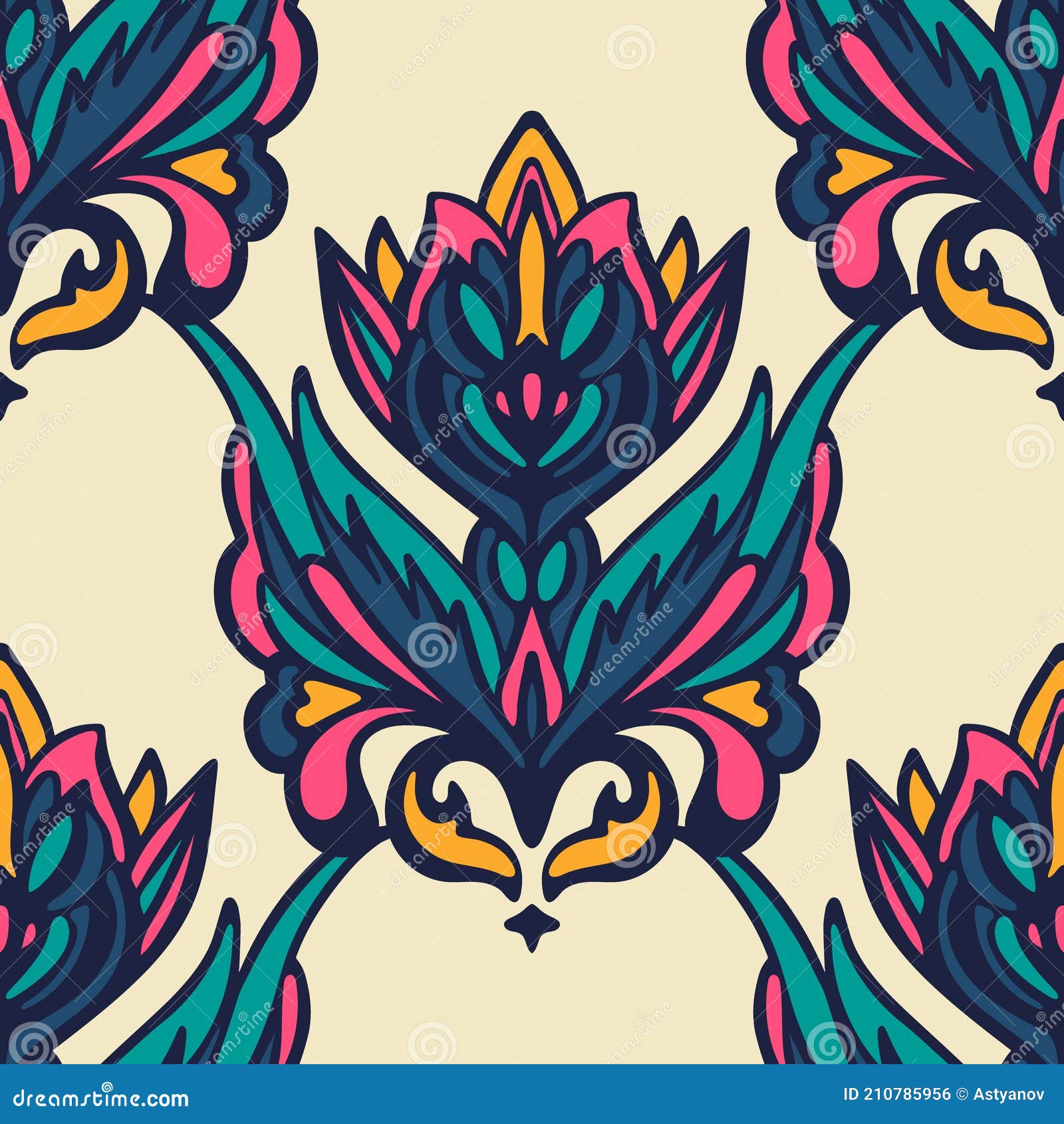 Indian Pattern Damask Seamless Pattern Floral Stock Vector ...