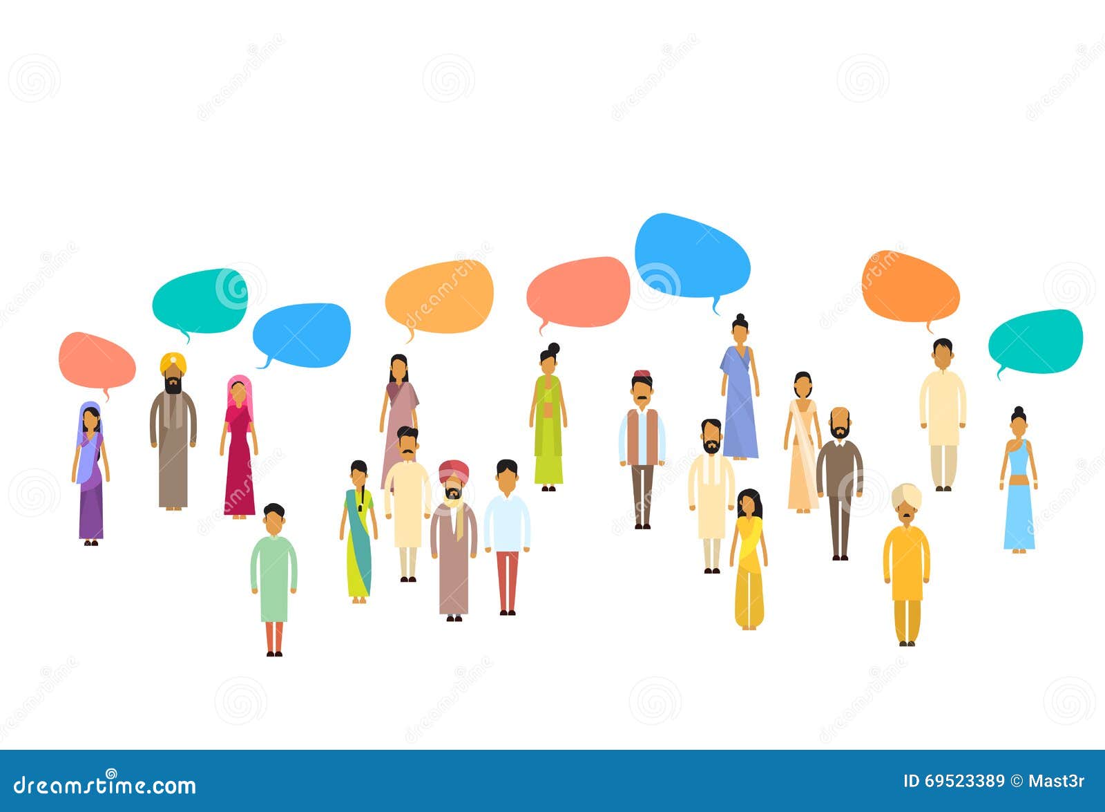 Indian People Group Chat Bubble Communication Concept, India Crowd ...