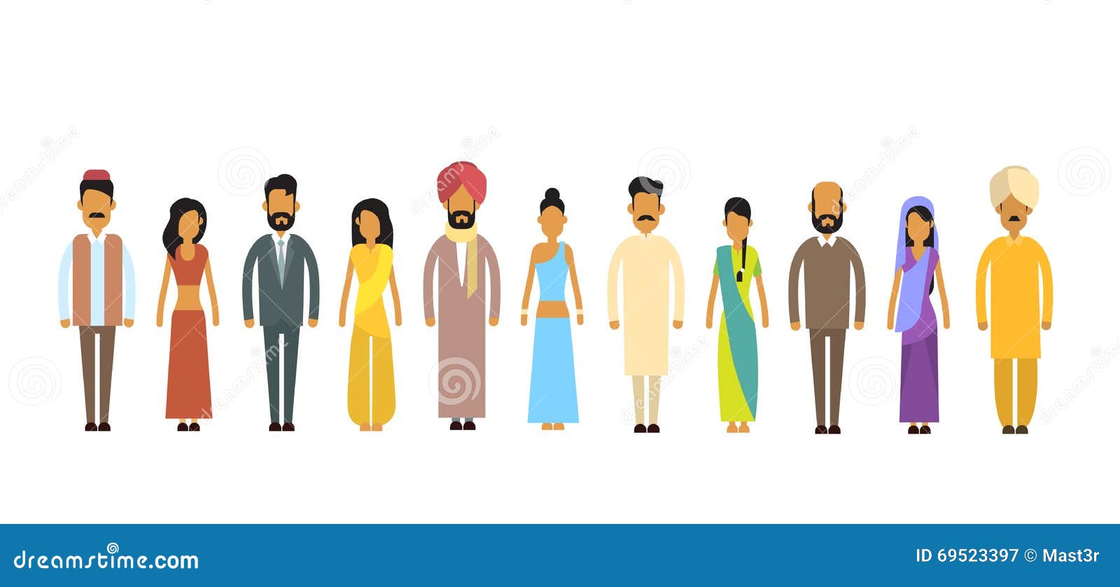 Indian People Group Traditional Clothes Stock Vector - Illustration of ...