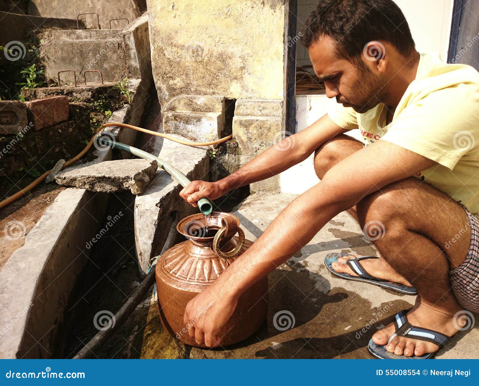Indian People Taking Water from a Source Editorial Stock Image - Image ...