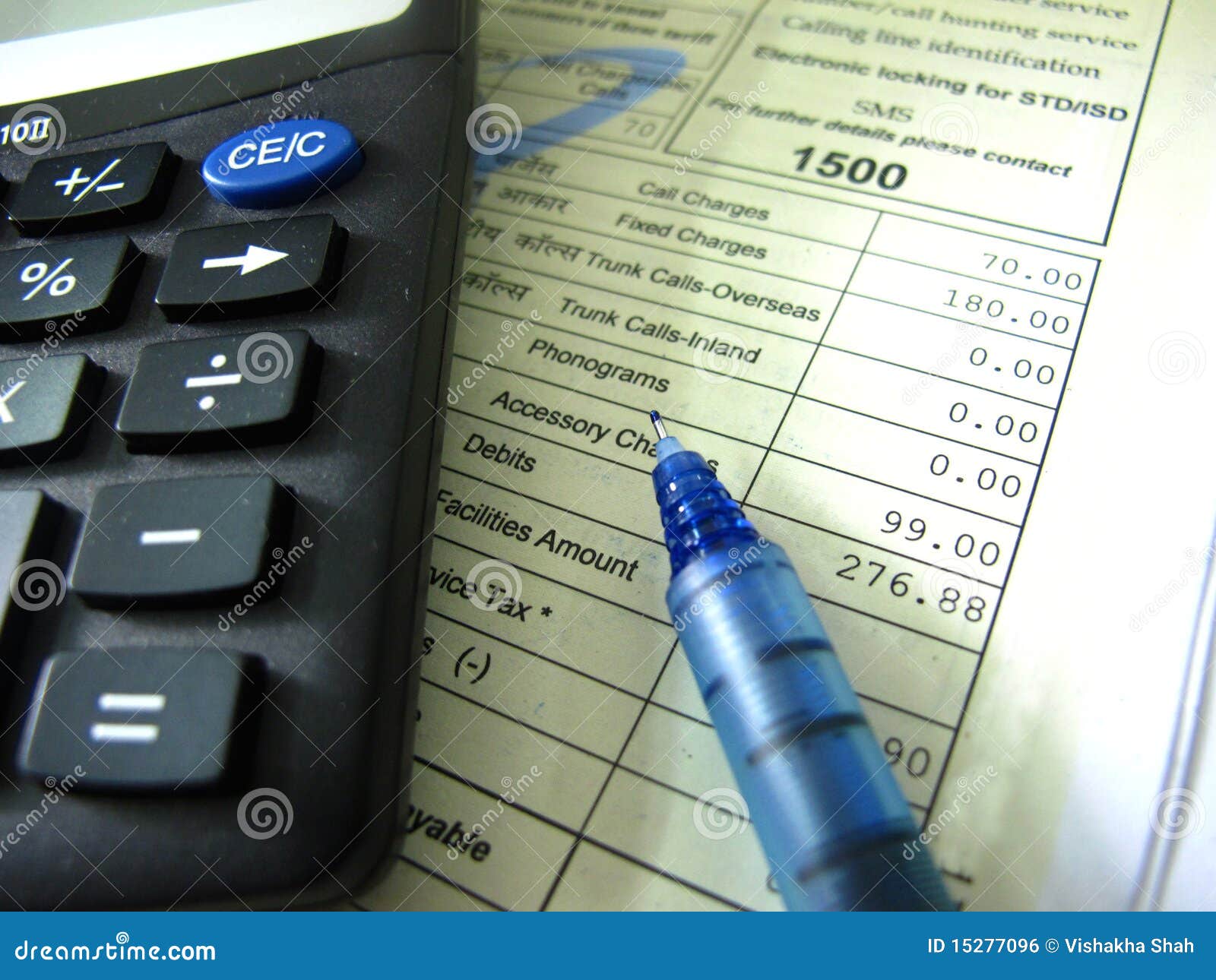 Indian Phone Bill stock photo. Image of calculations - 15277096