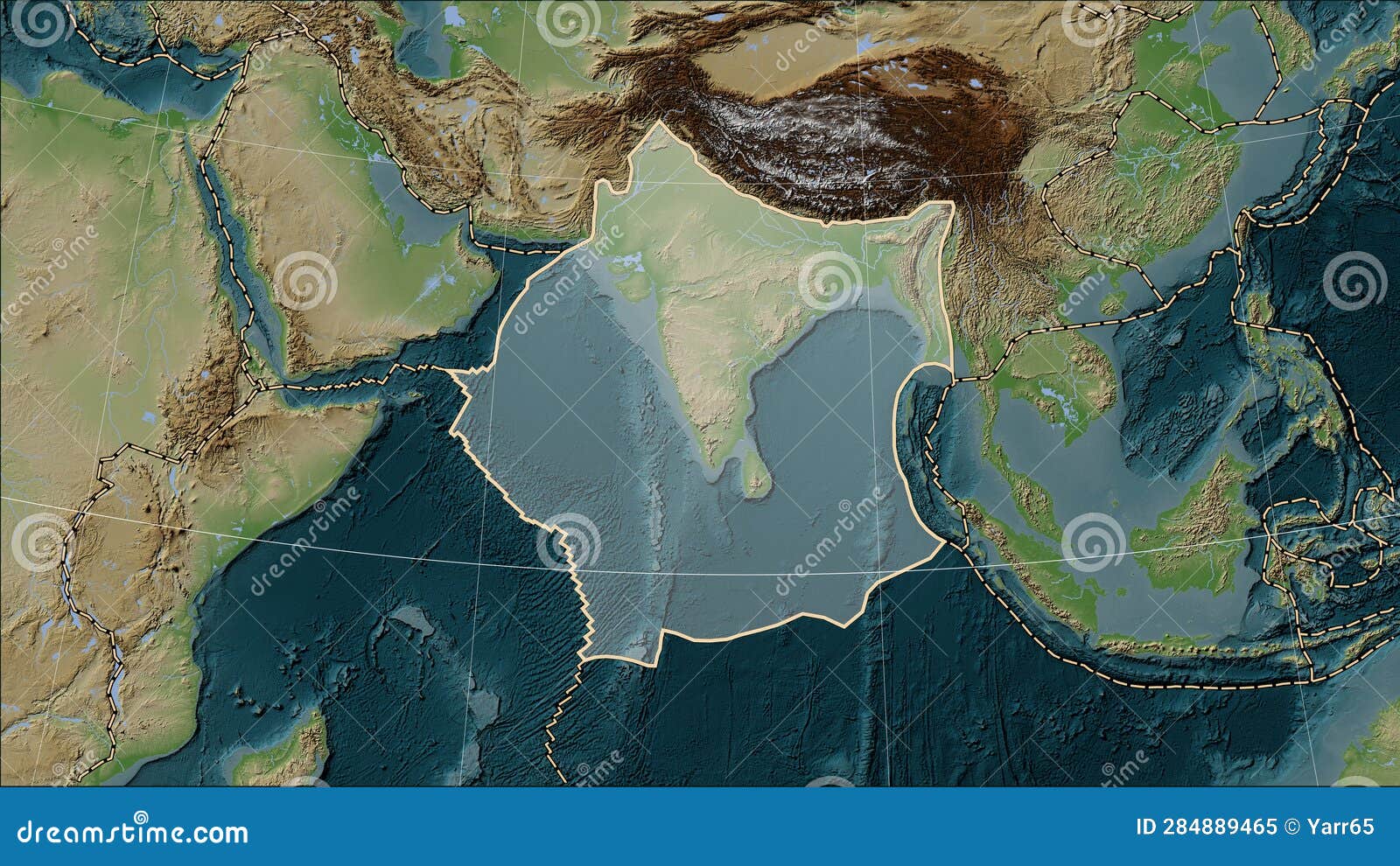 Indian Plate - Boundaries. Wiki Map Stock Illustration - Illustration ...
