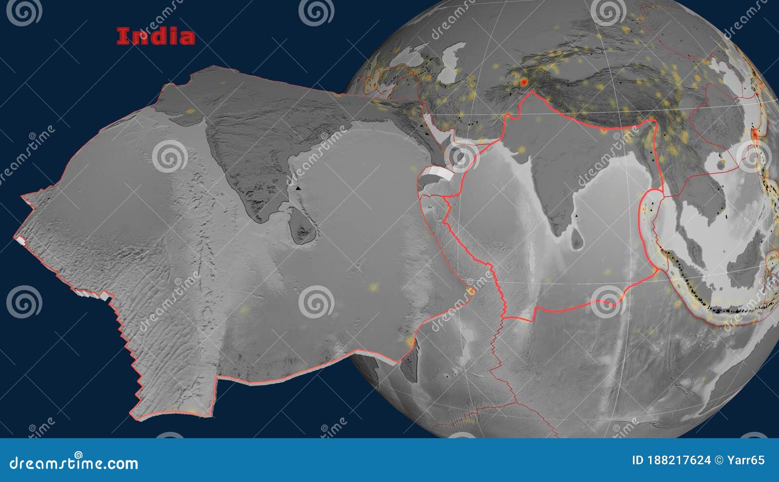 Indian Plate Described and Presented - Grayscale Stock Illustration ...