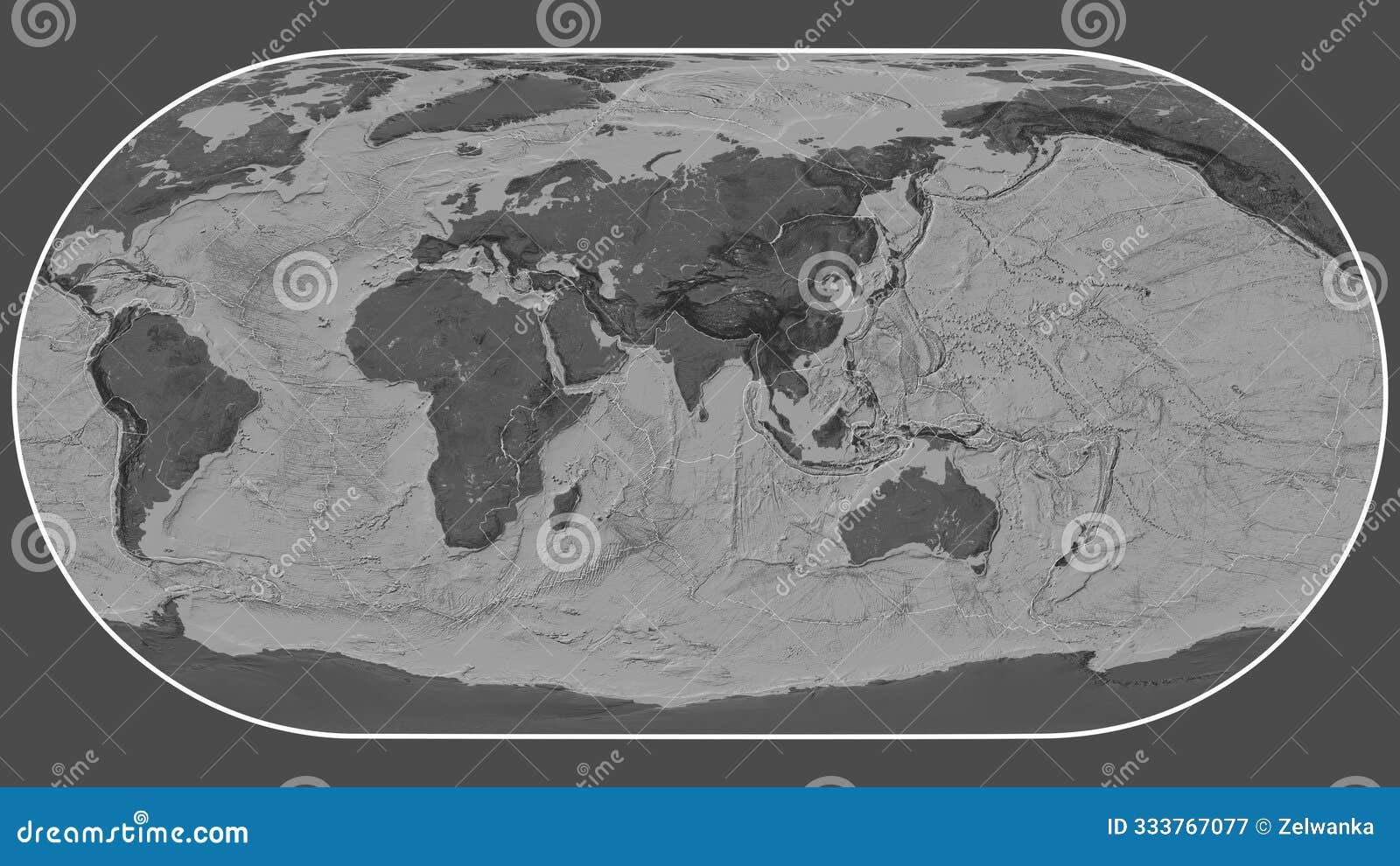 Indian Plate - Global Map. Eckert III. Bilevel Stock Illustration ...