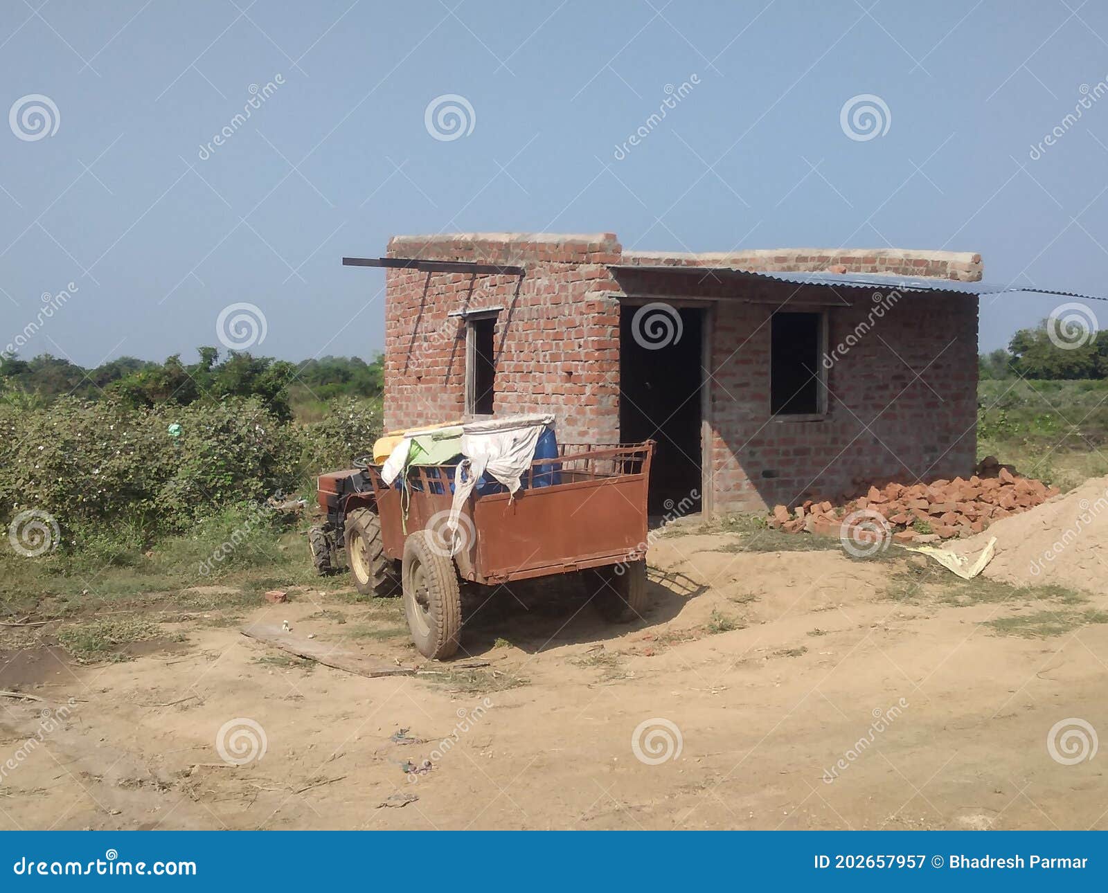 Indian poor home stock image. Image of soil, transport - 202657957