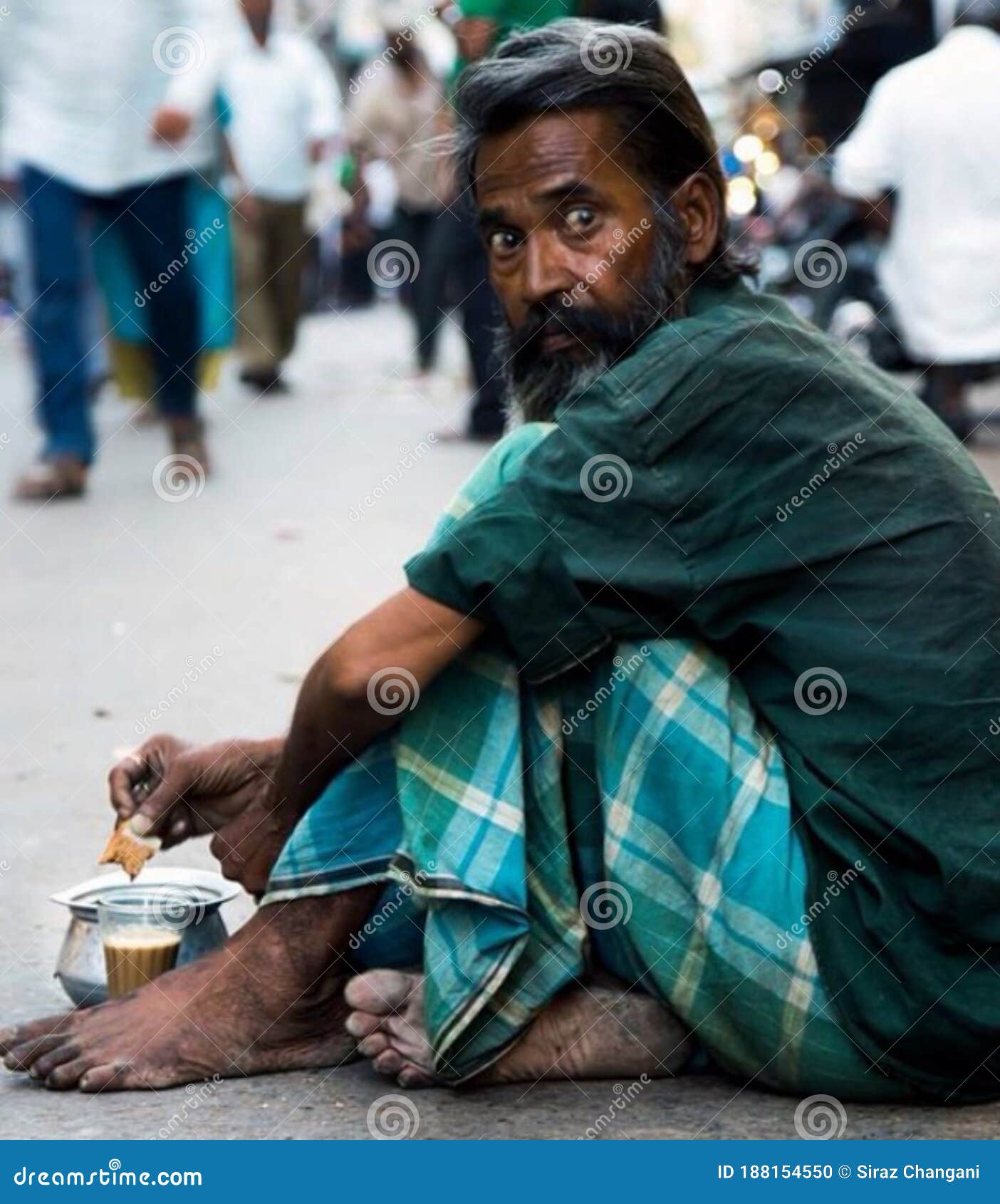 An Indian Poor Man Seating on a Street with Tea Editorial Image - Image ...