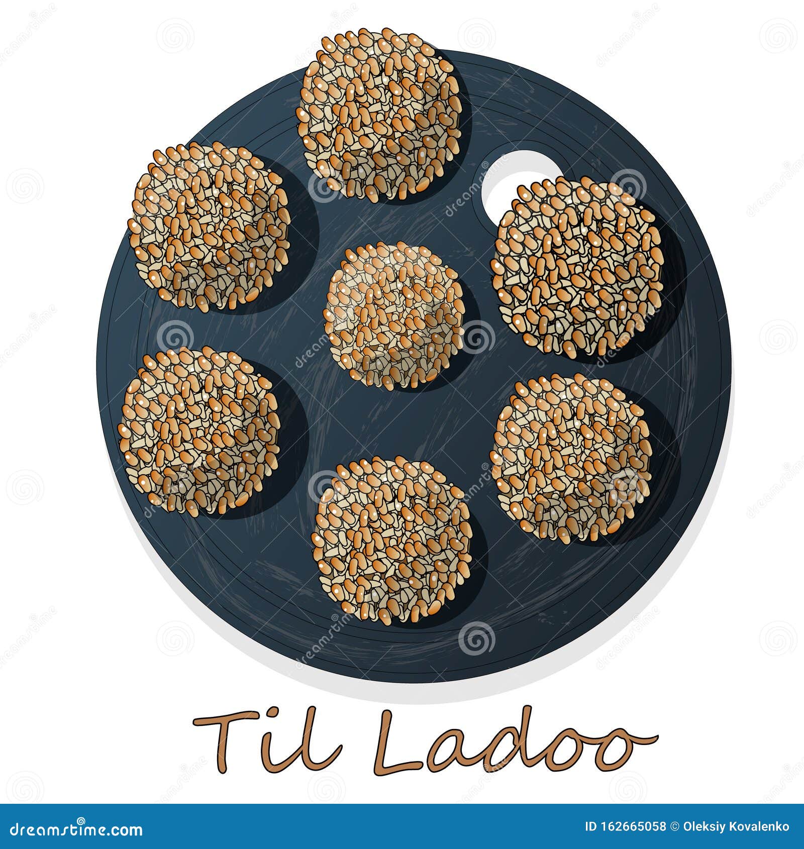 Indian Popular Sweet Til Ladoo. Vector Illustration. Set On White ...