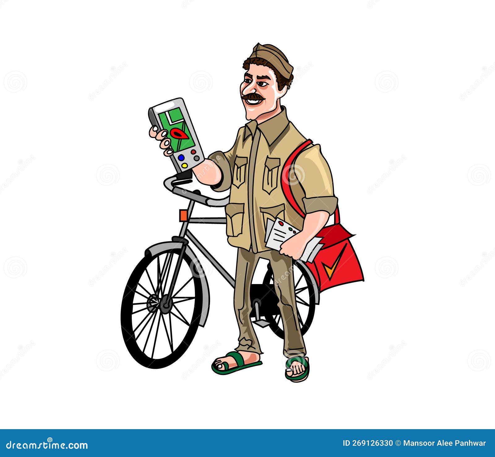 Indian Post Officer, World Post Office Day. Stock Vector - Illustration ...