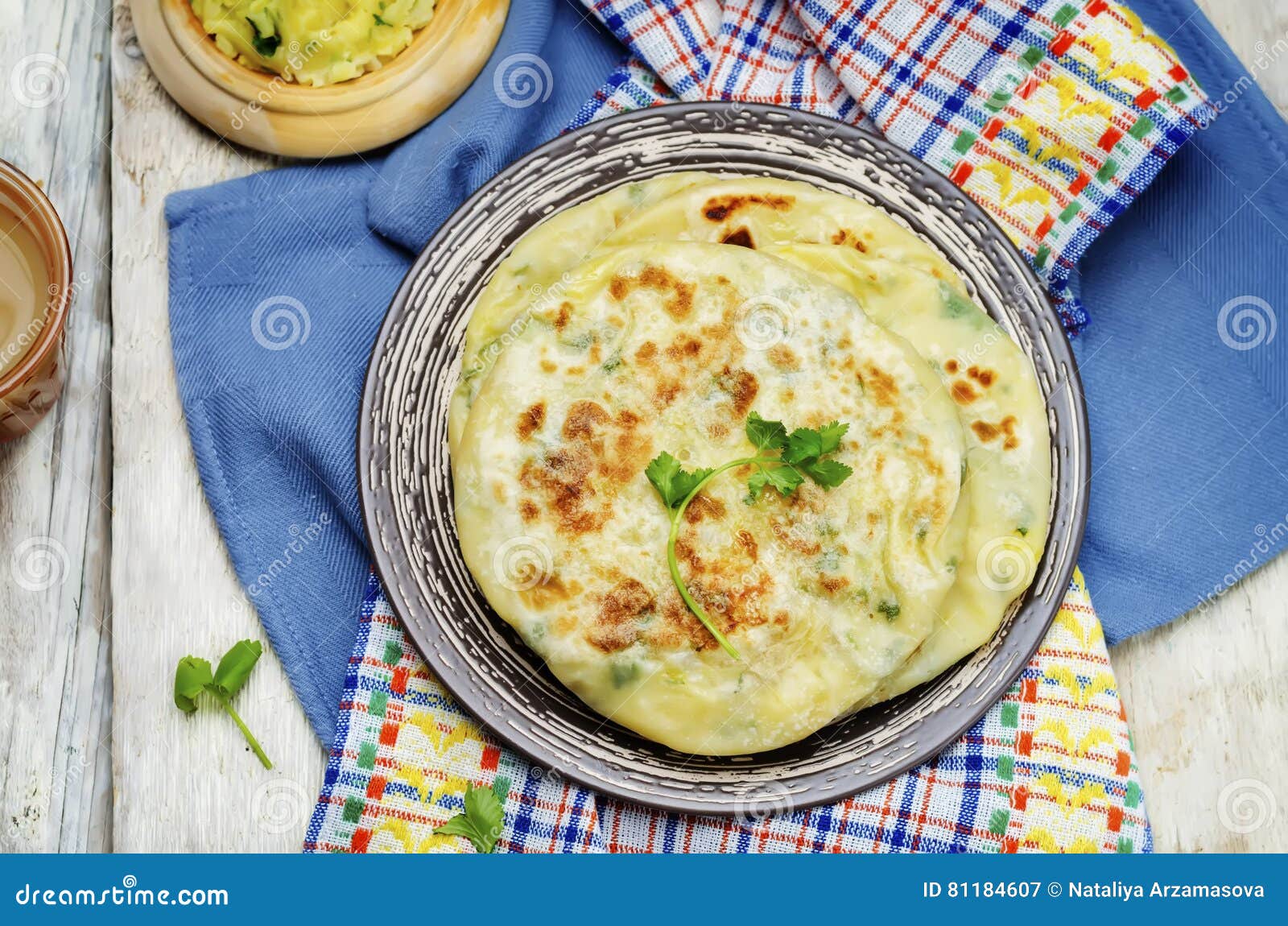 Indian Potato Stuffed Flatbread Stock Image - Image of vegetable, snack ...