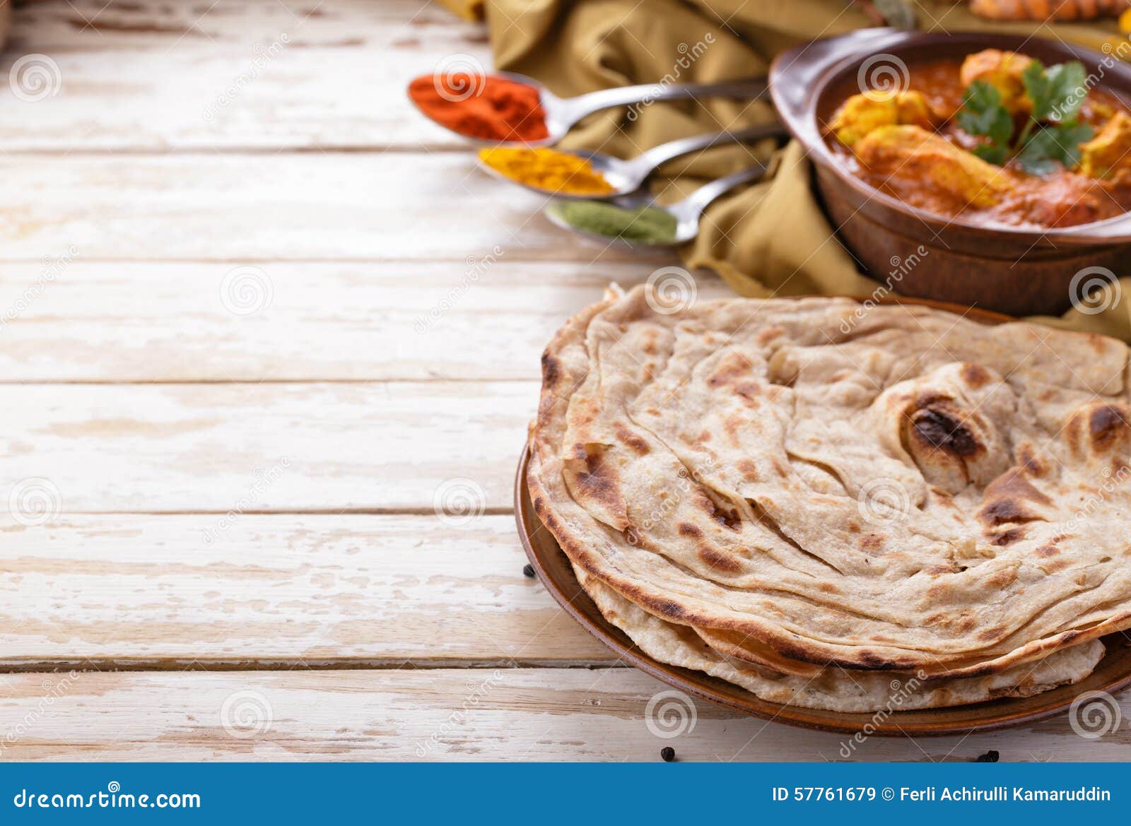 Indian Prata Bread and Chicken Curry Stock Image - Image of food ...