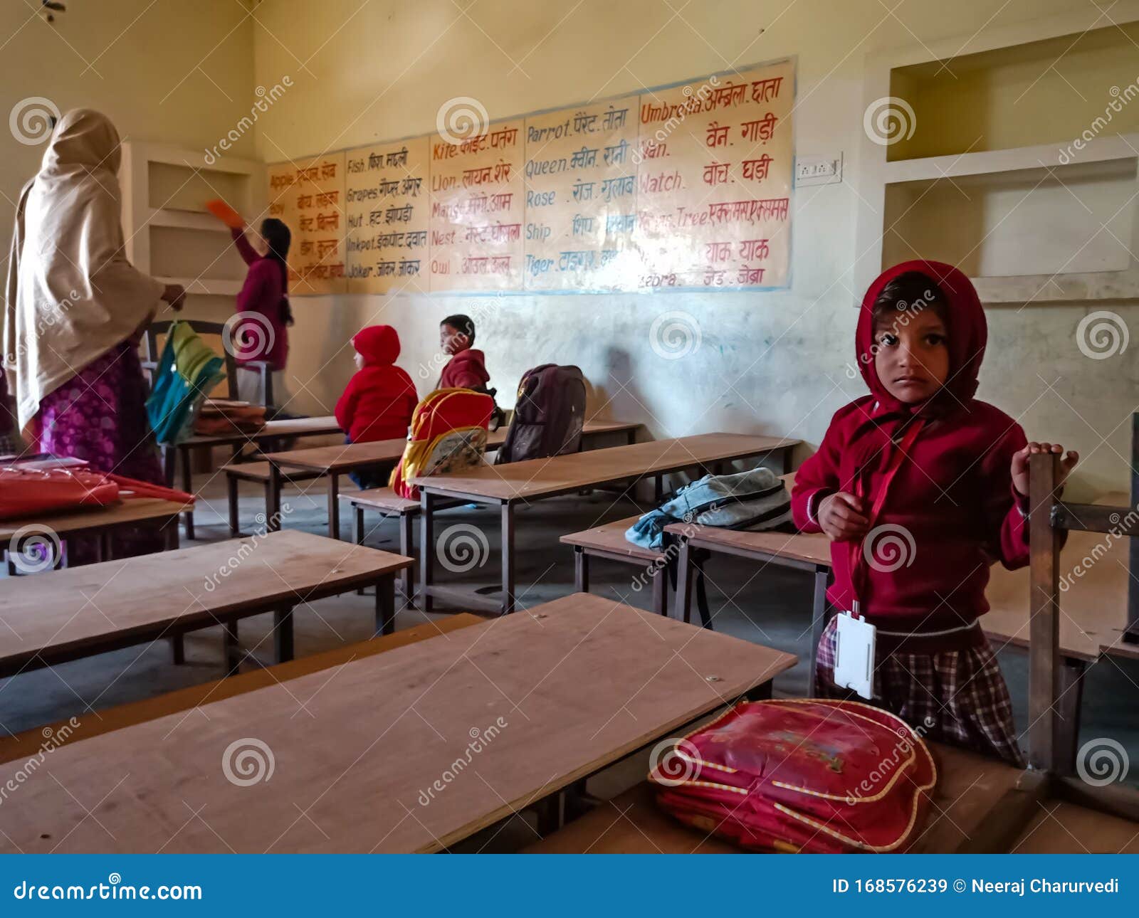 Indian Private School Kid Student Standing Inside the Classroom in ...