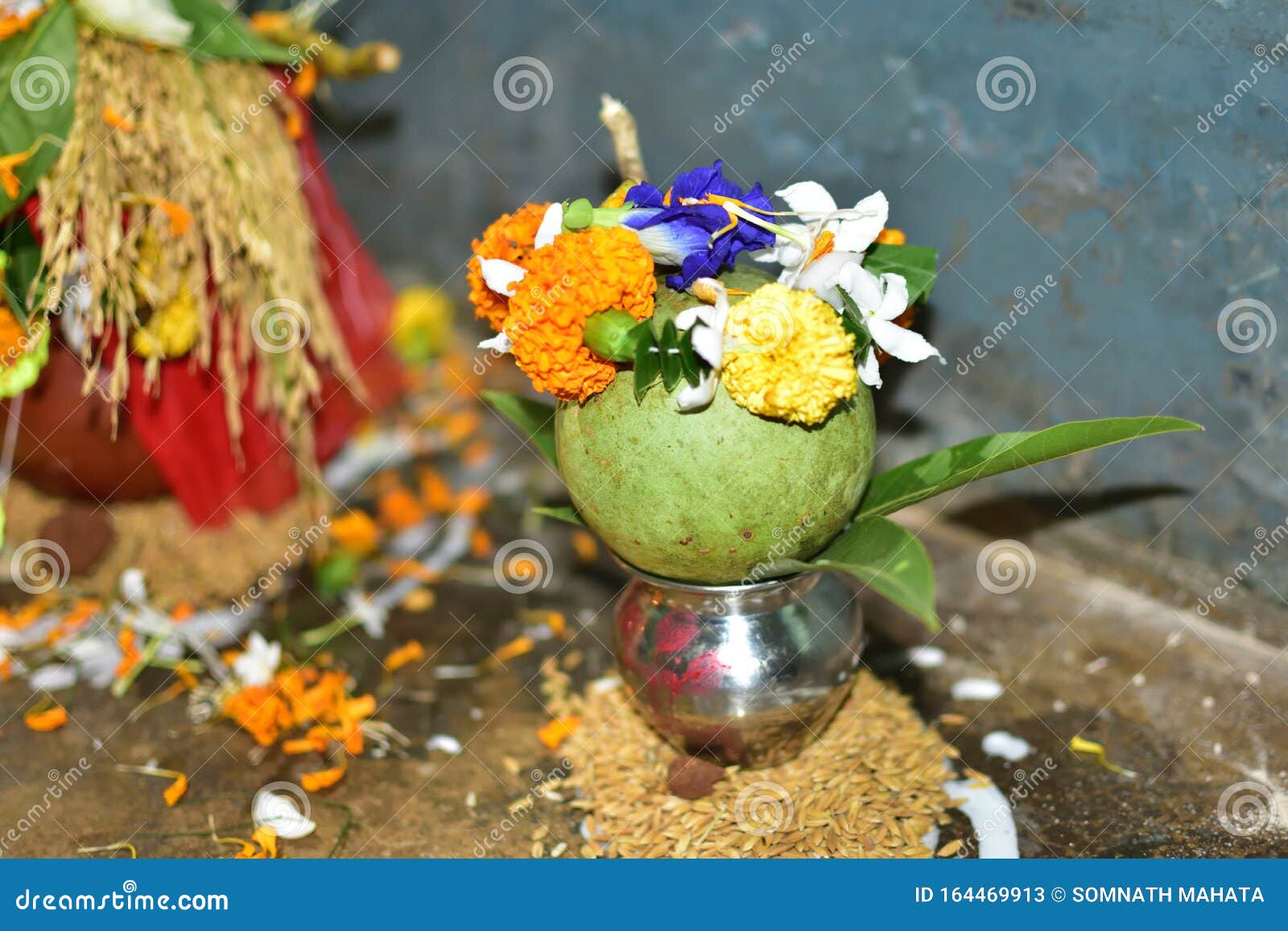 Indian Puja Rituals with Puja Kalash. Selective Focus is Used Stock ...