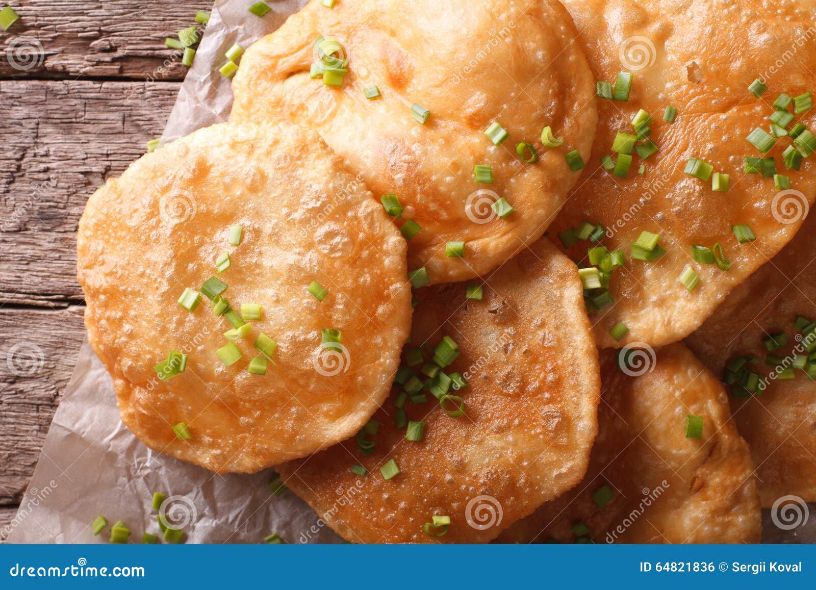 Indian Puri Bread Close-up on the Table. Horizontal Top View Stock ...
