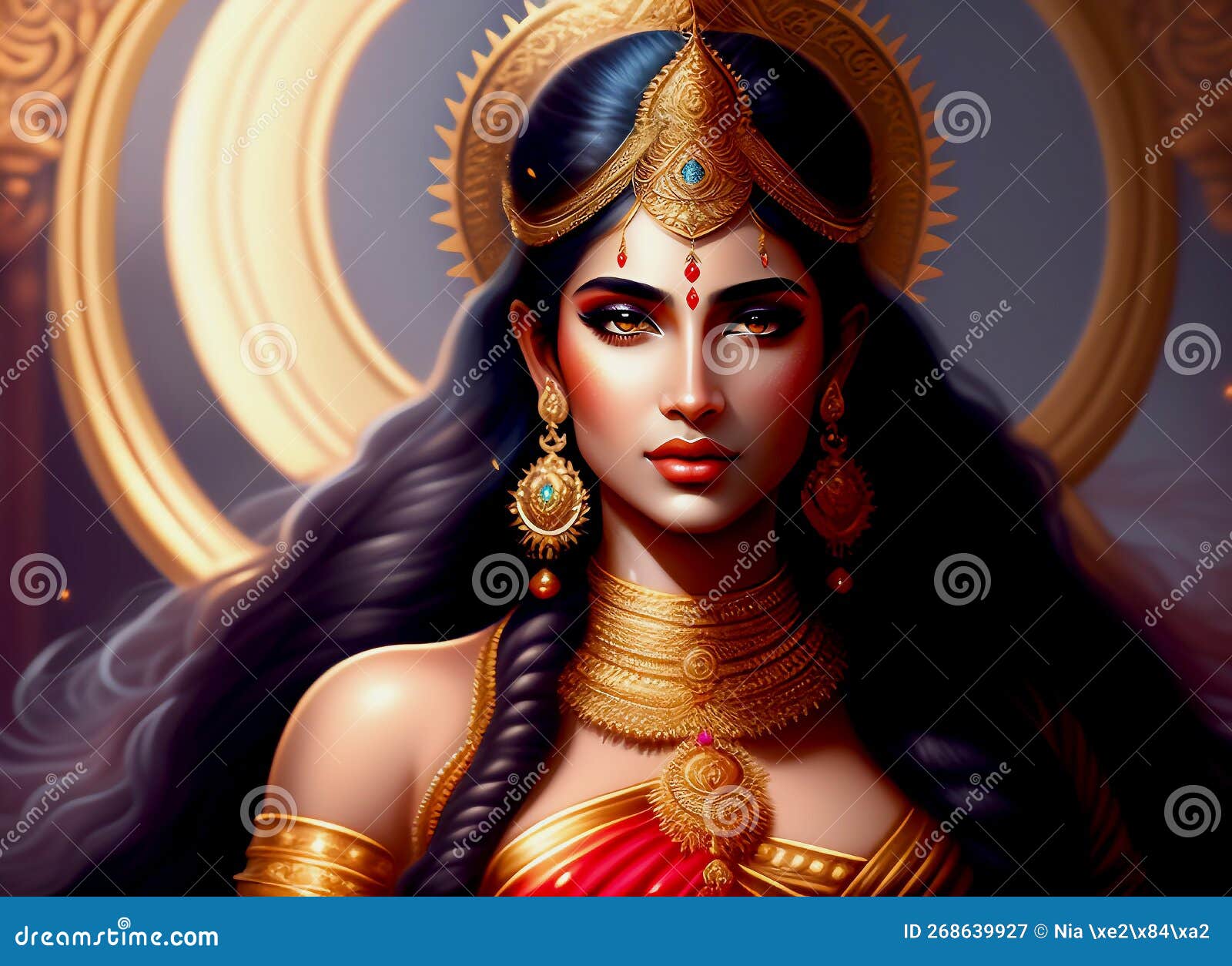 Indian Queen or Very Graceful Goddess Devi Stock Illustration ...