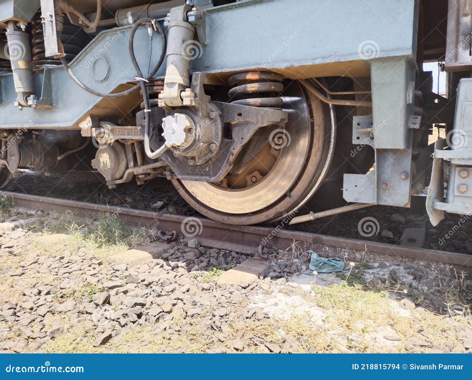 Indian railway engine stock photo. Image of train, track - 218815794