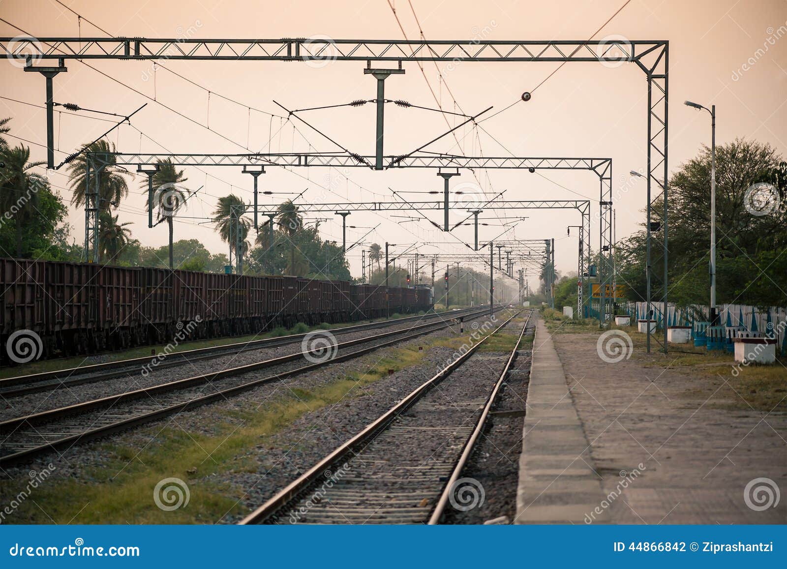 Indian railway platform stock photo. Image of evening - 44866842