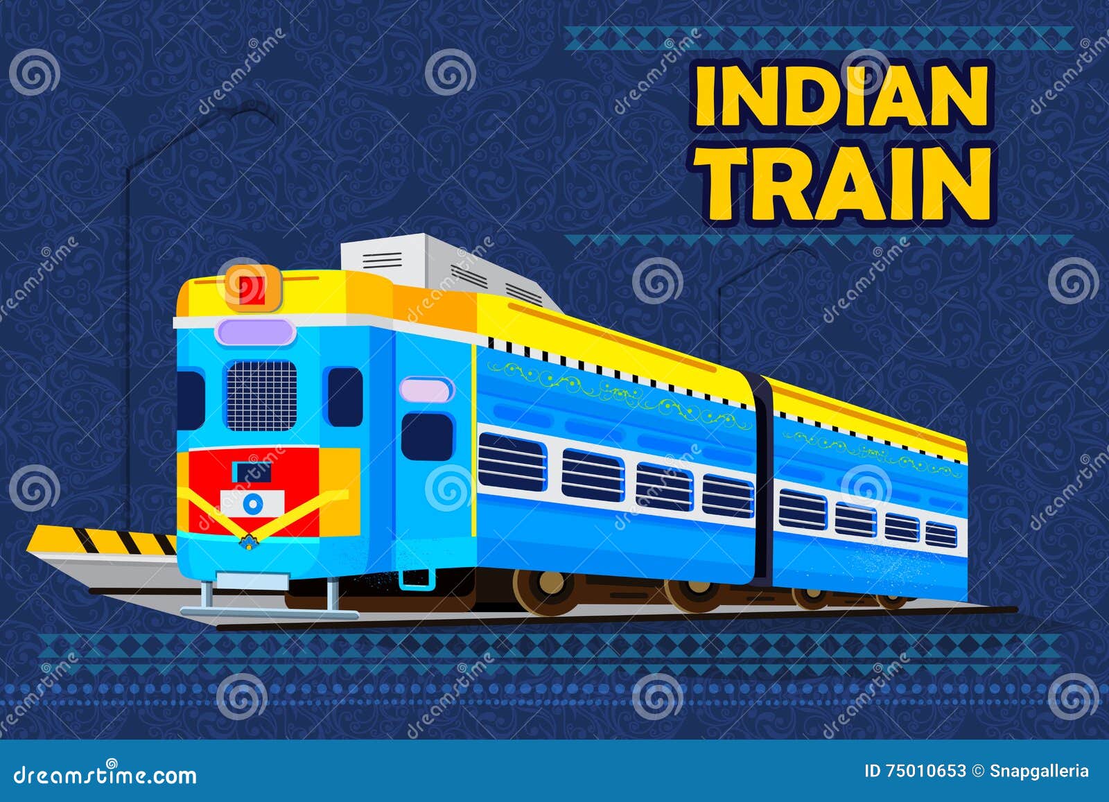 Indian Railway Train Representing Colorful India Stock Vector ...