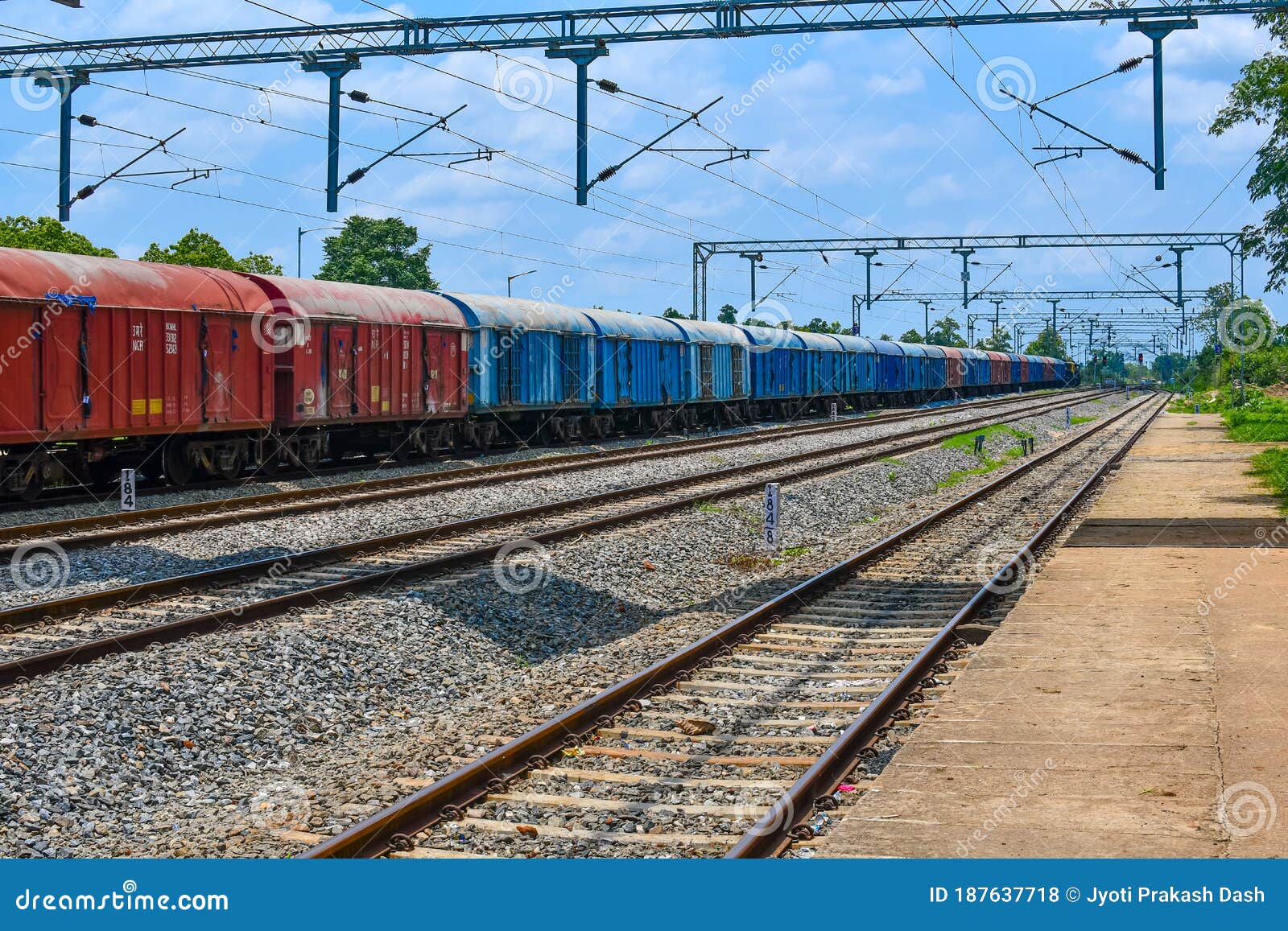 Indian Railways Station with Train, Platform, Over Bridge & Nature. 01 ...