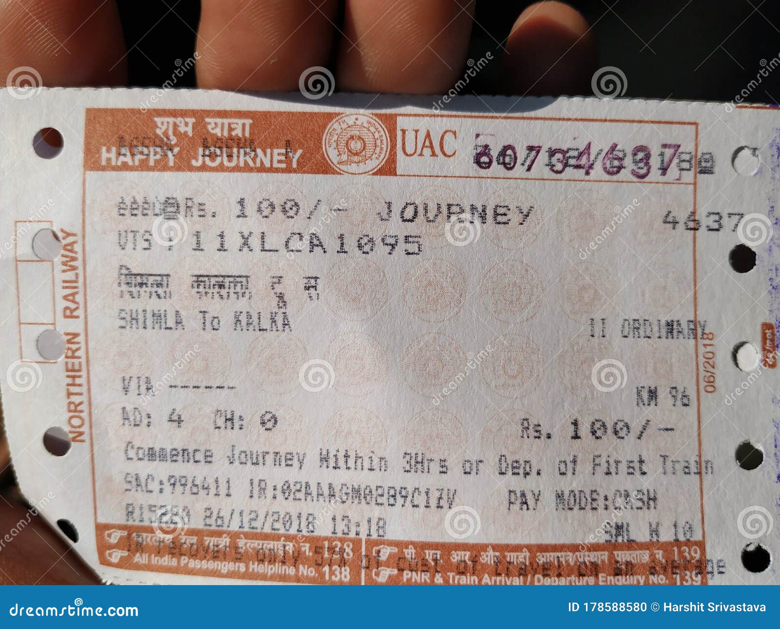 Indian Railways Train Ticket To Hillstation. Editorial Image ... Indian Railways Train Ticket To Hillstation. Editorial Image ...