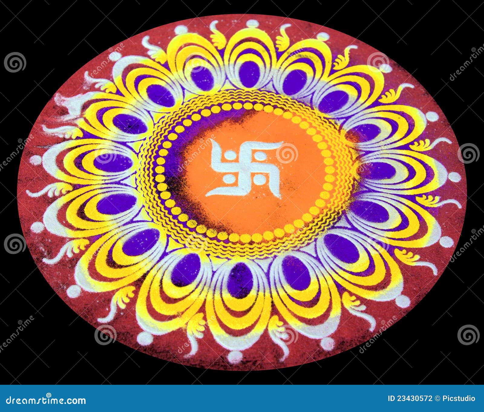 Indian rangoli stock photo. Image of black, colored, asia - 23430572