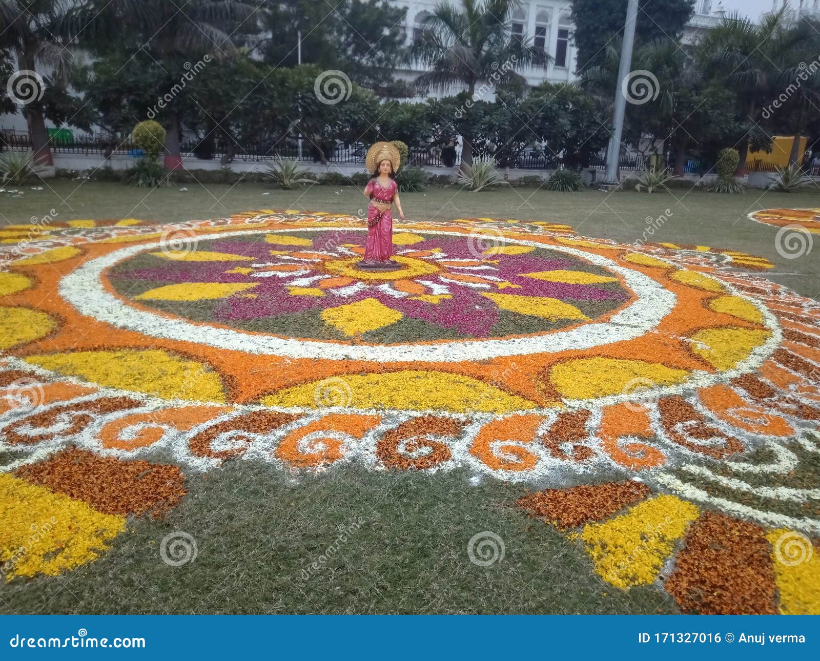 Indian Rangoli in Program of Basant Panchami Stock Photo - Image of ...