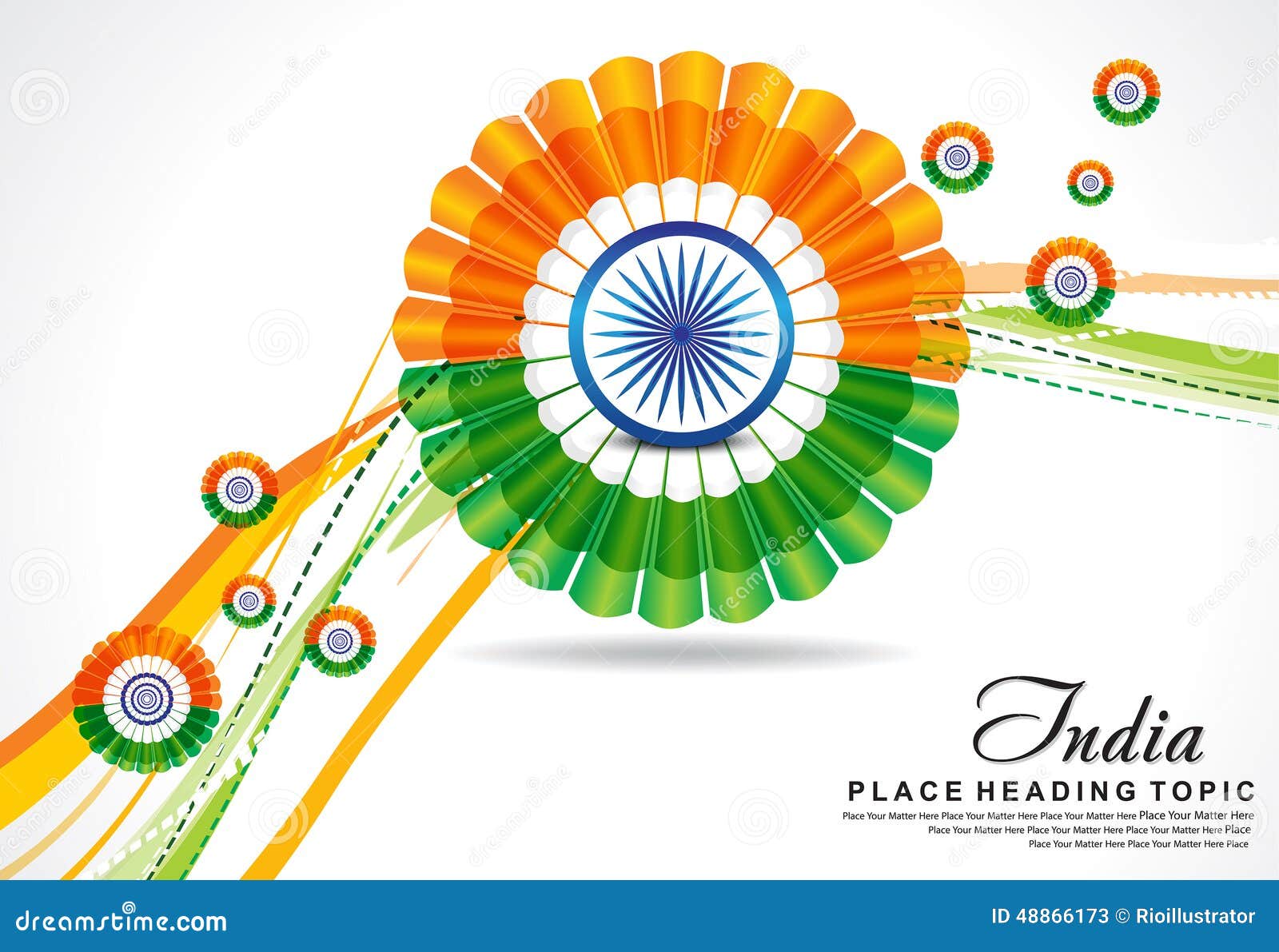 Indian Republic Day Wave Background with Flower Stock Vector ...