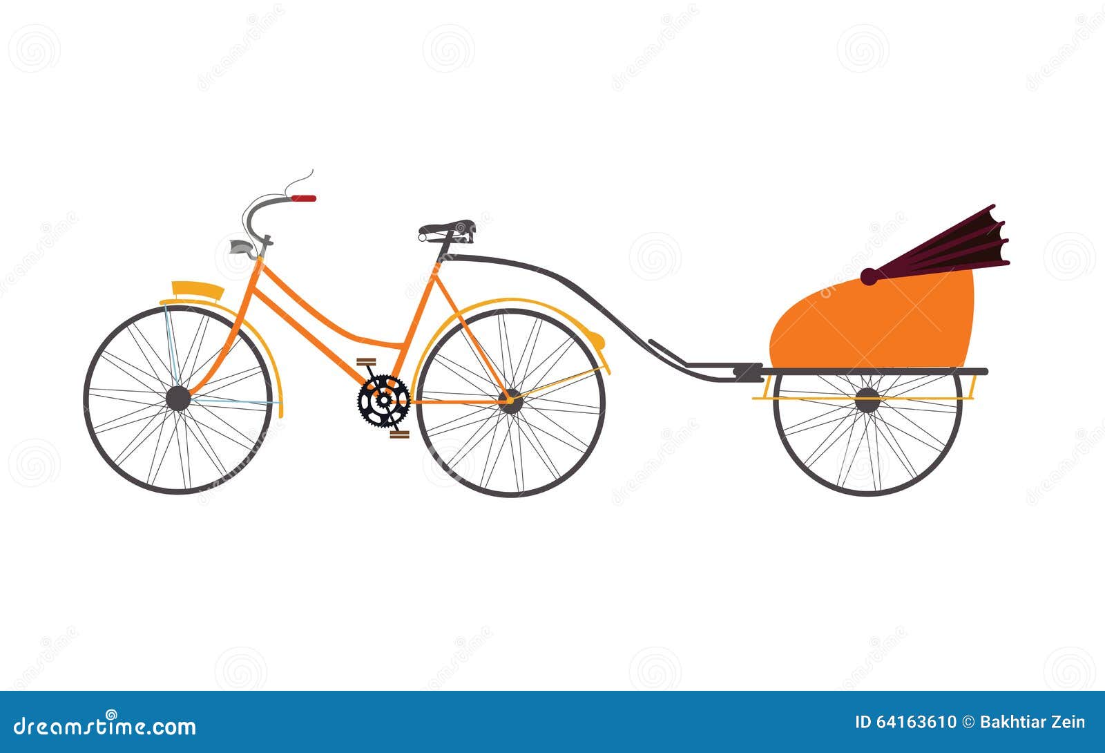 Trishaw Transportation Cartoon Character Perspective View Vector ...