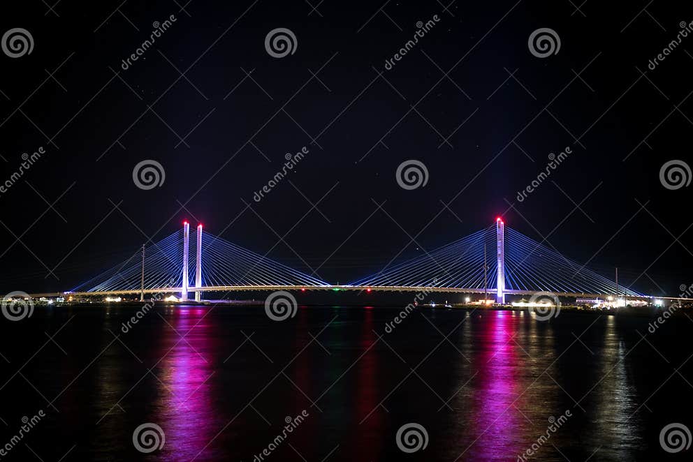 Indian River Inlet Bridge at Night Stock Photo - Image of background ...