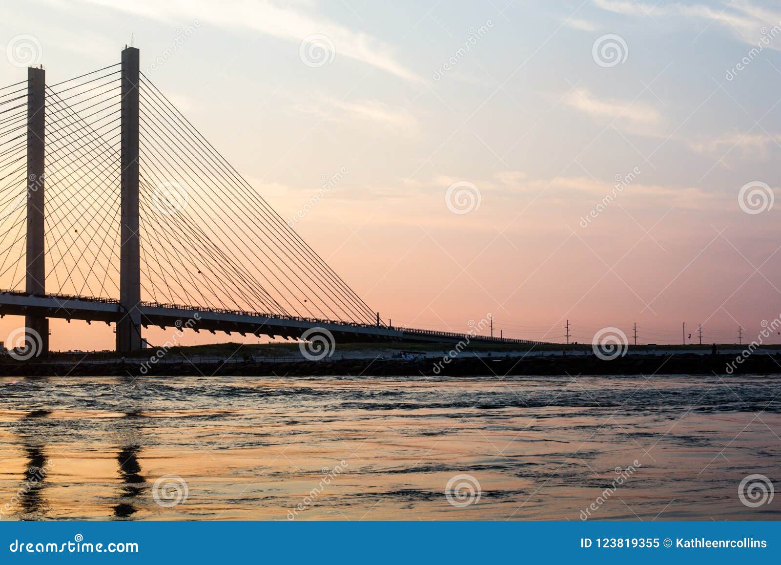 Indian River Inlet Bridge at Sunset Stock Image - Image of indian ...