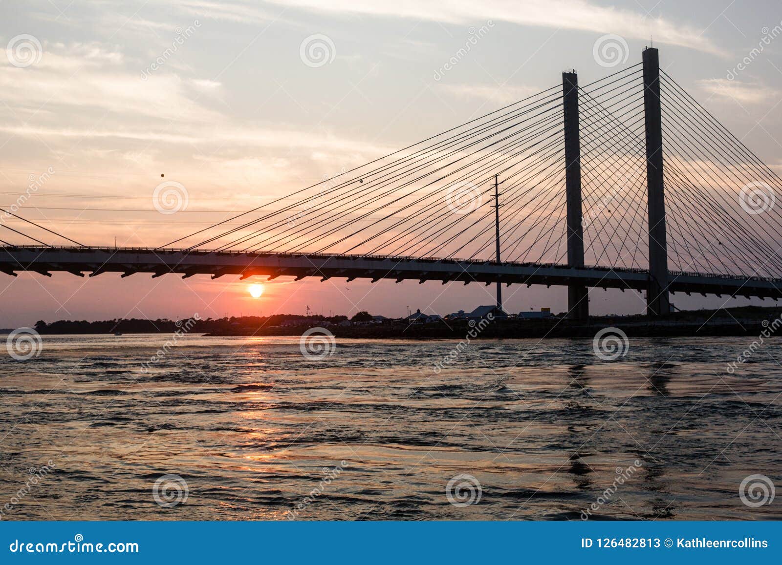 Indian River Inlet Bridge at Sunset Stock Image - Image of cloudscape ...