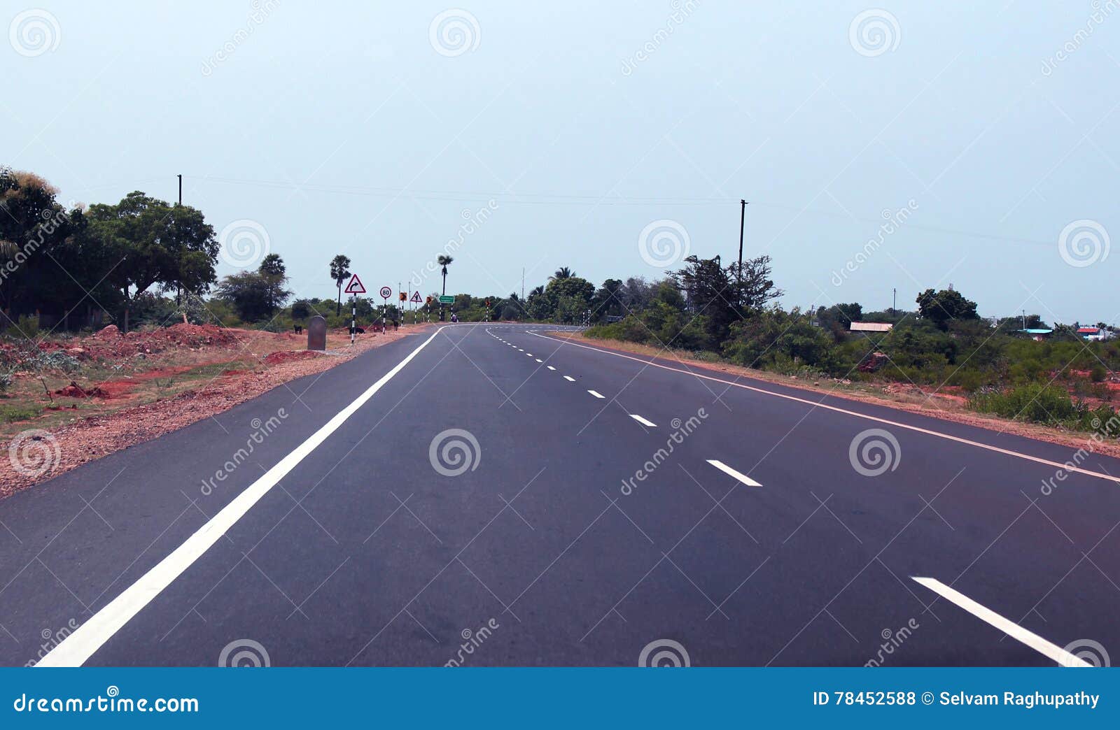 Indian Road Cautionary Sign Indicating Dual Carriageway Is Ending And A ...