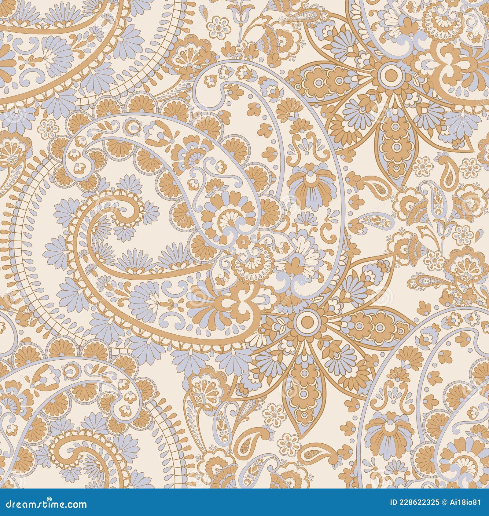 Indian Rug Paisley Ornament Pattern. Vector Seamless Illustration Stock ...