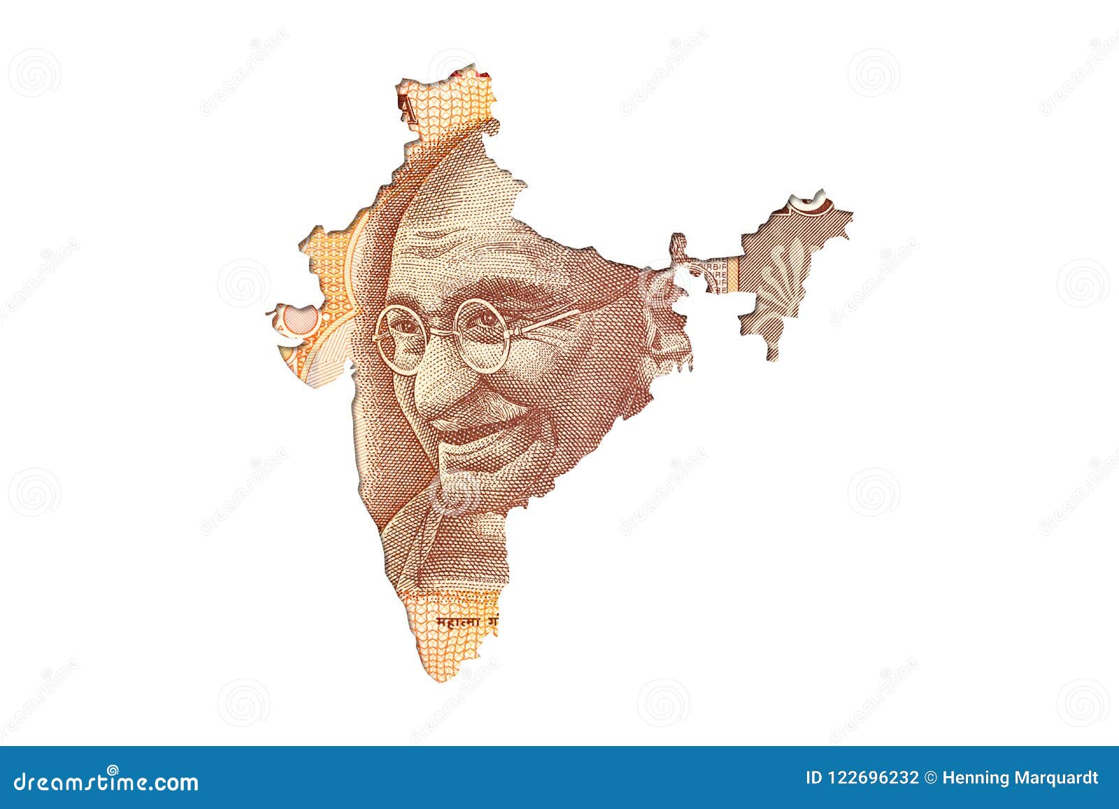 10 Indian Rupee Bank Note Obverse Shape of India Stock Photo - Image of ...