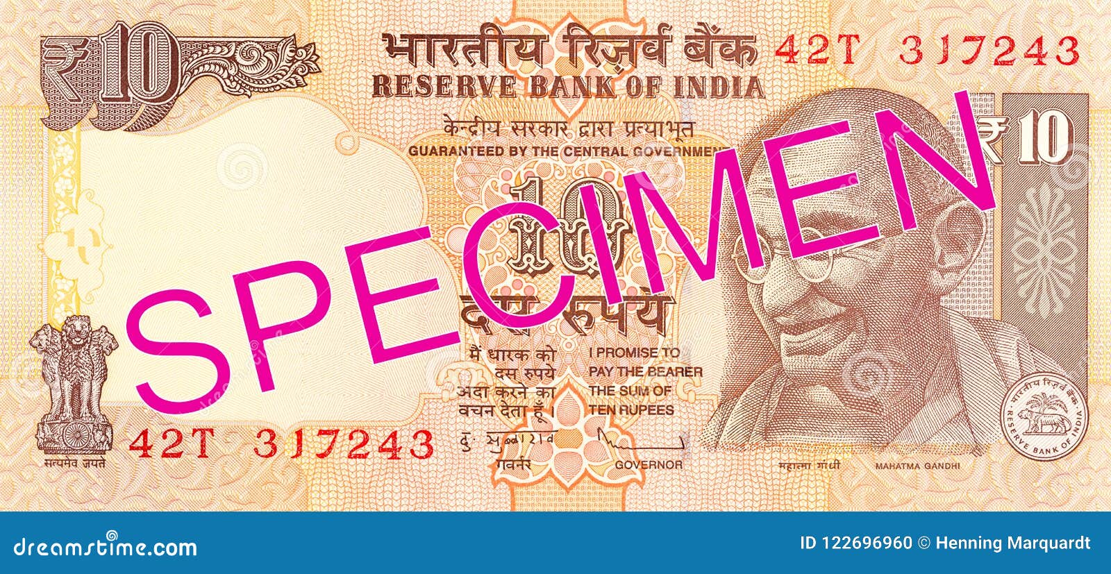 10 Indian Rupee Bank Note Obverse Stock Photo - Image of market ...