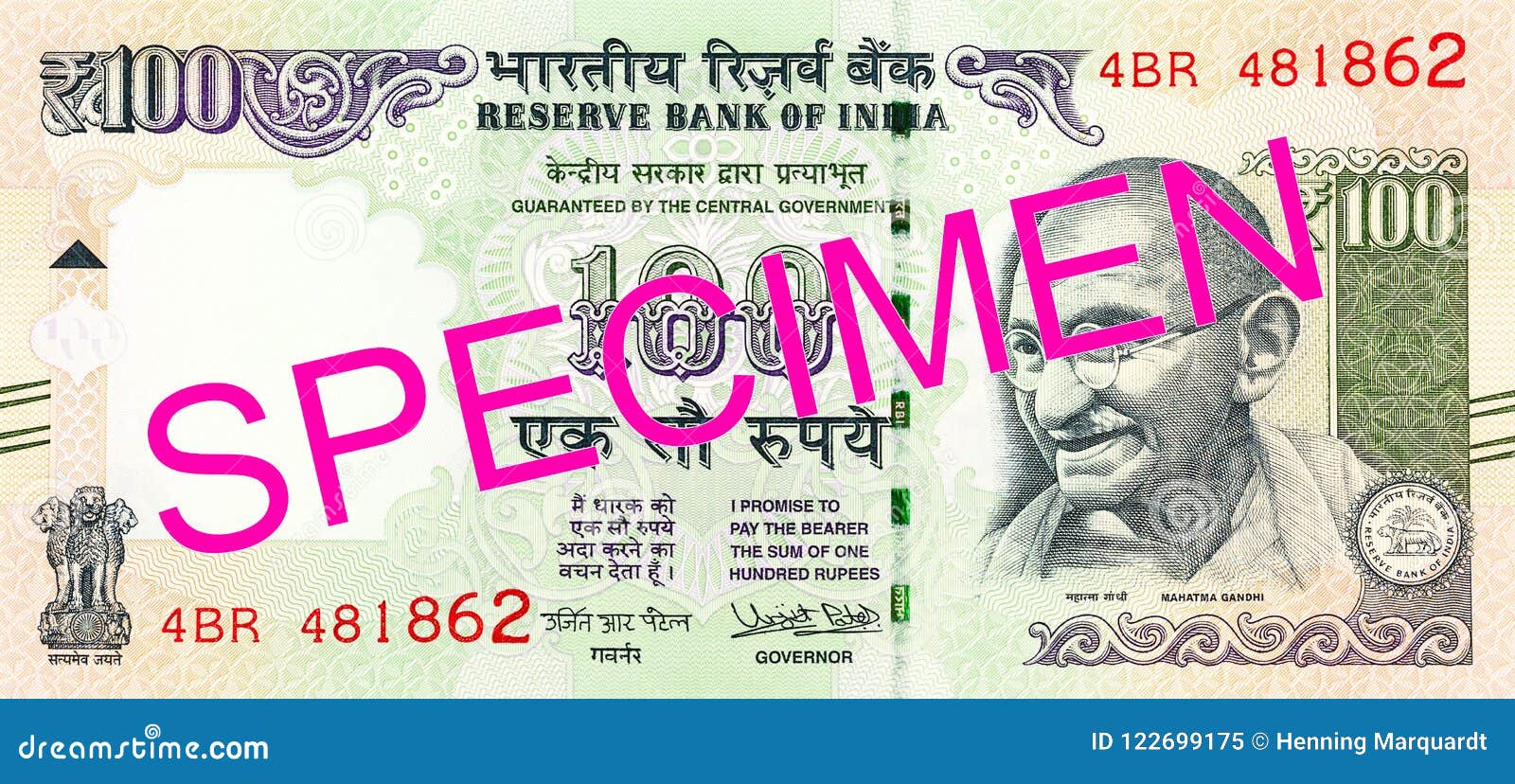 100 Indian Rupee Bank Note Obverse Stock Image - Image of breakdown ...
