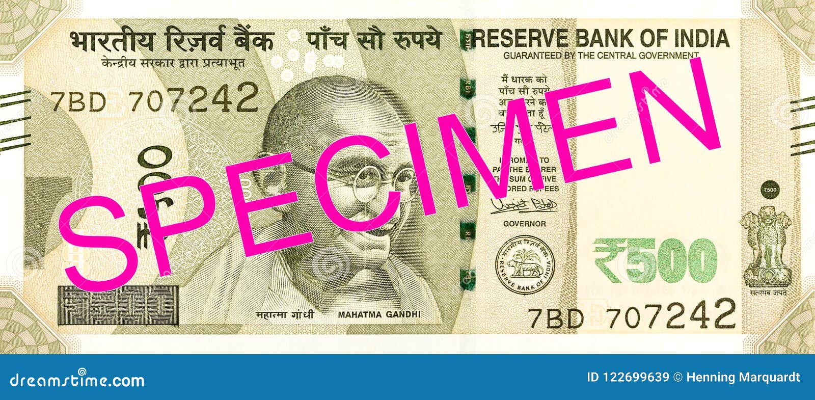 500 Indian Rupee Bank Note Obverse Stock Image - Image of macro, note ...