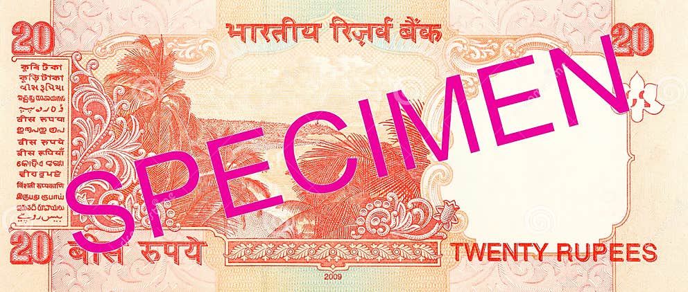20 Indian Rupee Bank Note Reverse Stock Photo - Image of bill, note ...