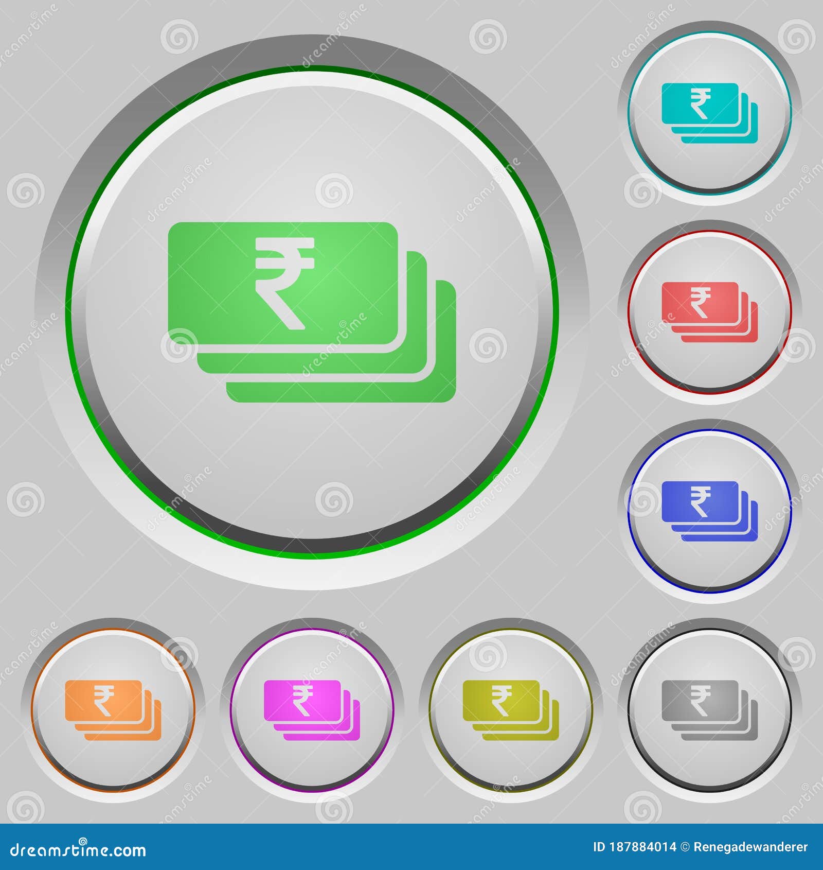 Indian Rupee Banknotes Push Buttons Stock Vector - Illustration of icon ...