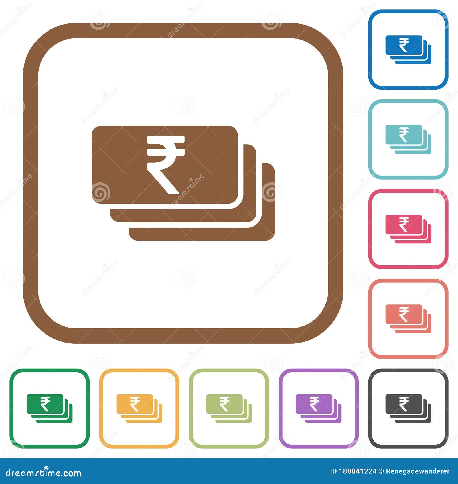 Indian Rupee Banknotes Simple Icons Stock Vector - Illustration of ...