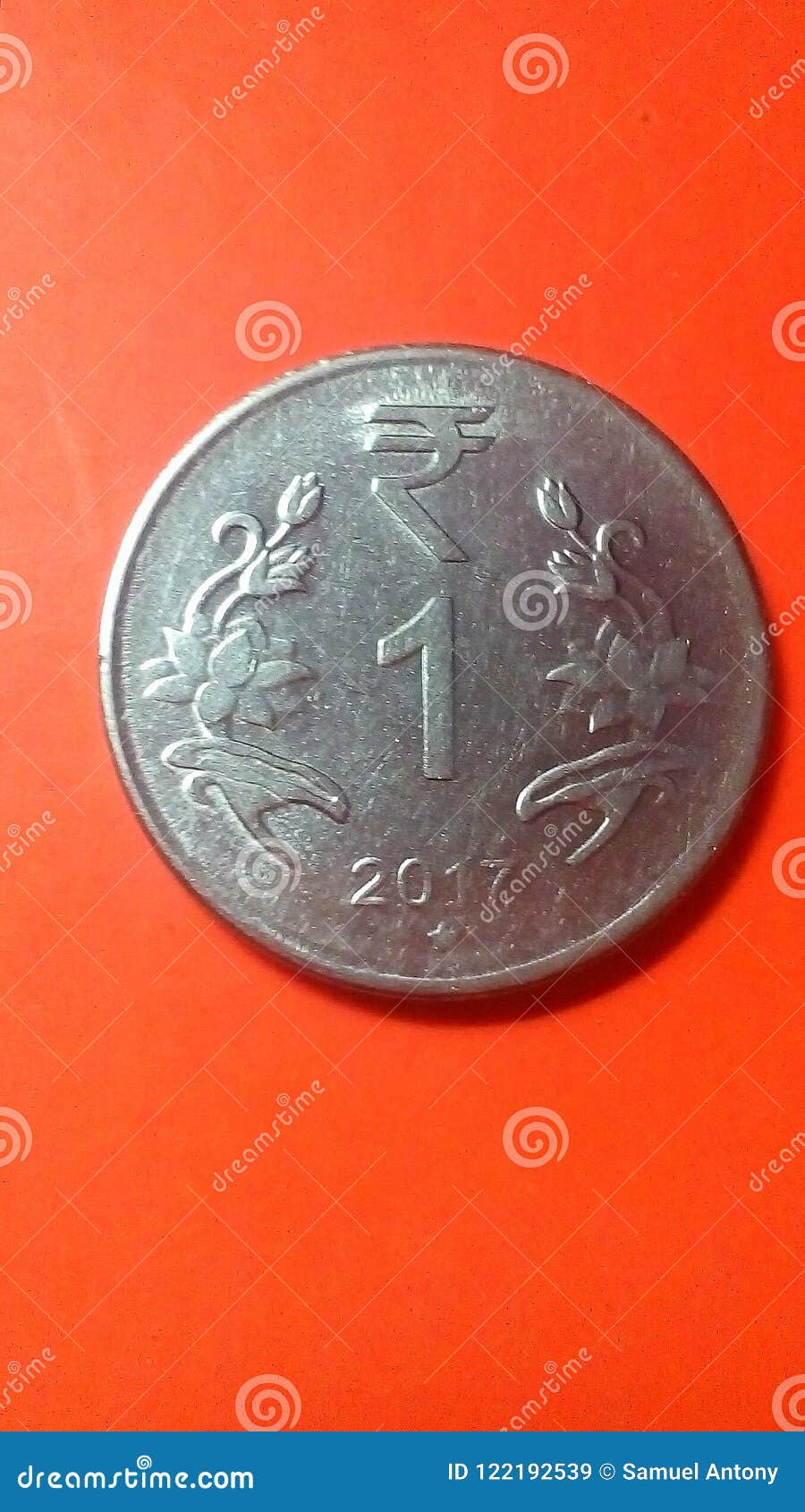 Indian 1 rupee coin stock image. Image of bank, deposit - 122192539